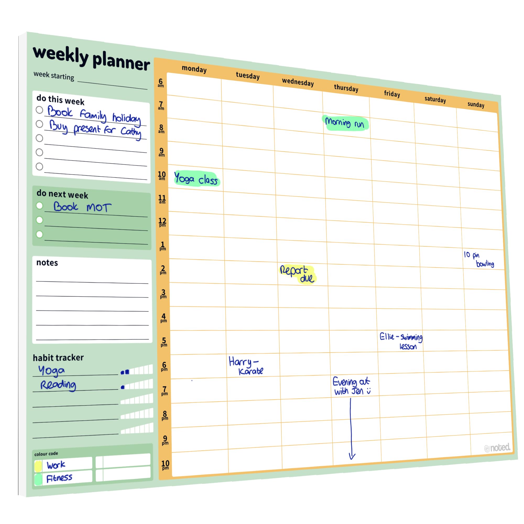 Weekly Planner Pad 52 A4 Colour-Coded Schedule Sheets, To-Do List ...