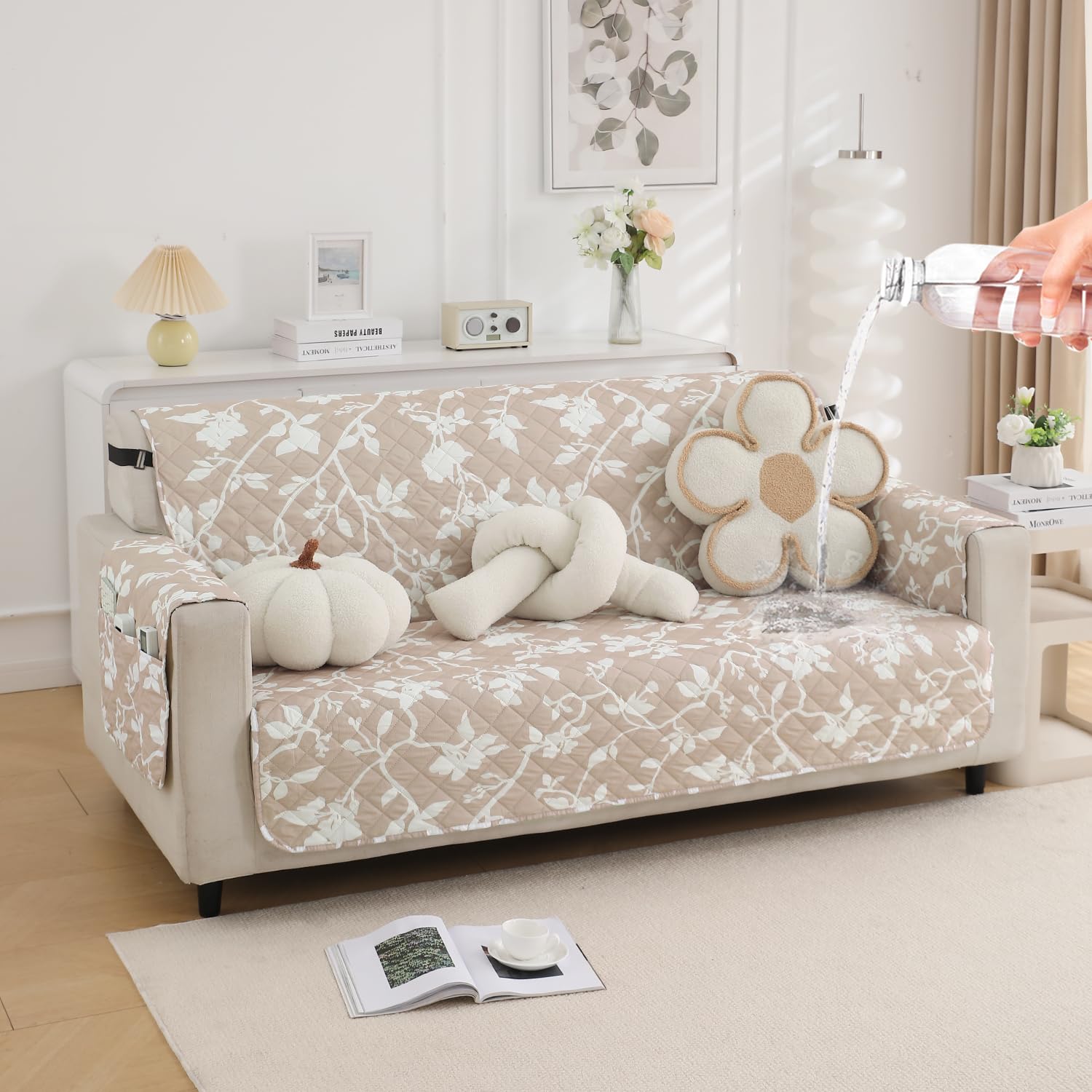 HOKIPO Quilted Water Repellent + Waterproof + Quick Dry Sofa Cover Mat ...