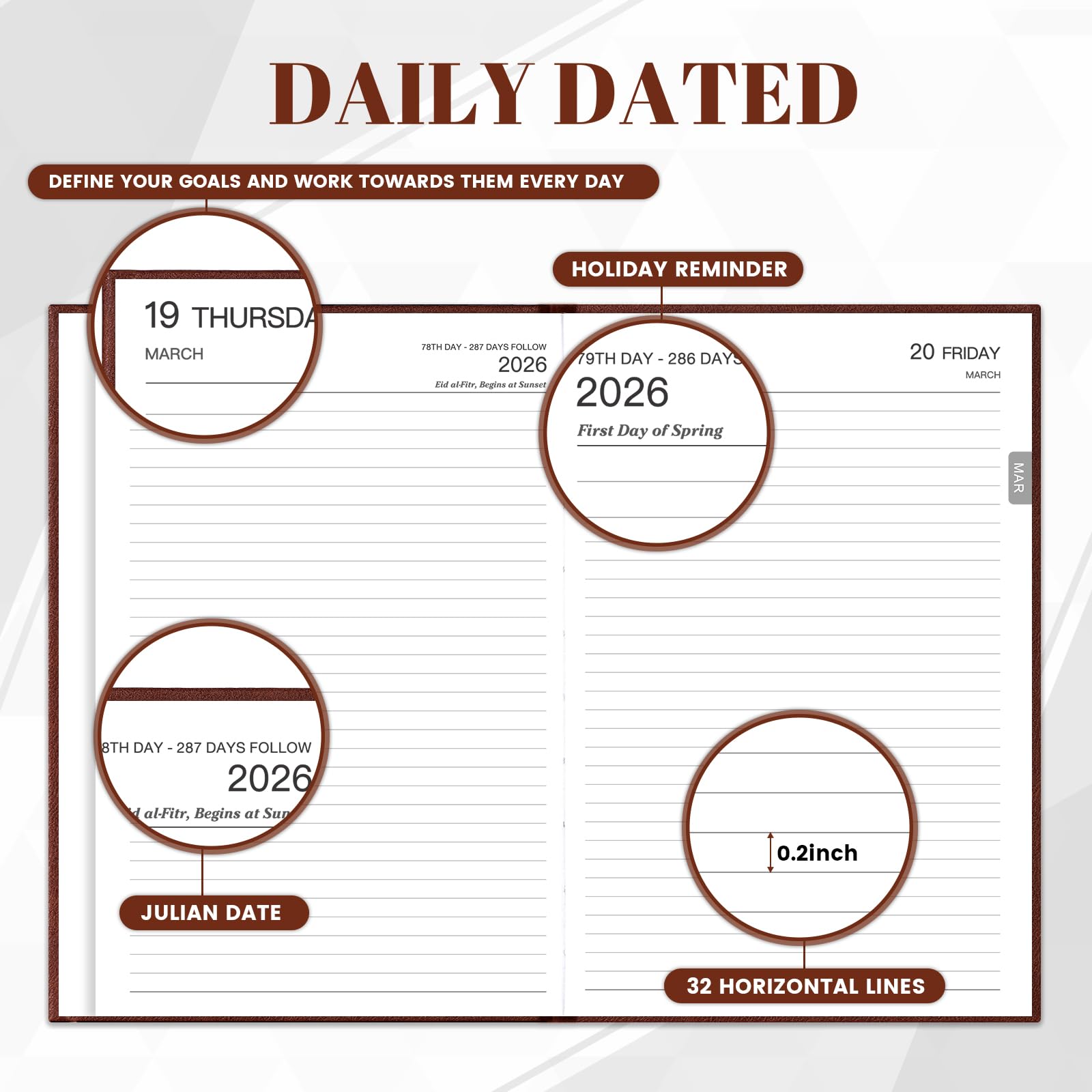 Daily Planner 2026 - Daily Calendar Planner(Jan - Dec 2026), One Page ...