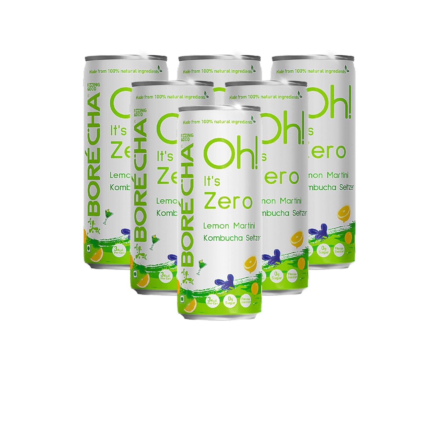 Borécha Oh! Zero Sugar Prebiotic Kombucha Seltzer | 330ml x 6 | Gut ...