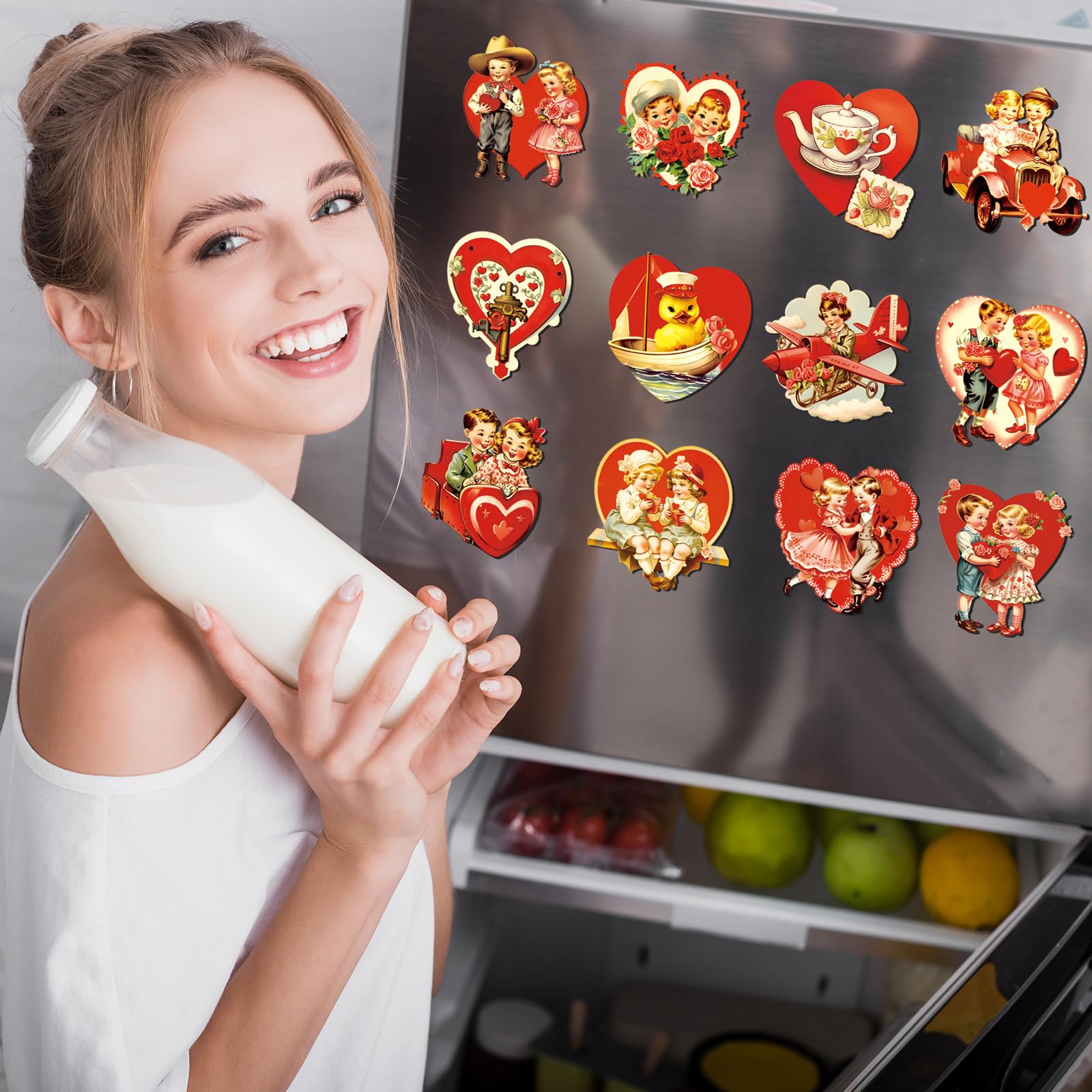 Snapklik.com : 30 Pcs Valentines Day Refrigerator Magnets Vintage Heart ...