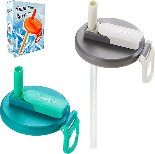 Amazon.com: Dipesi 2-pack 2 Color Soda Can Lids,Silicone Straws Soda ...