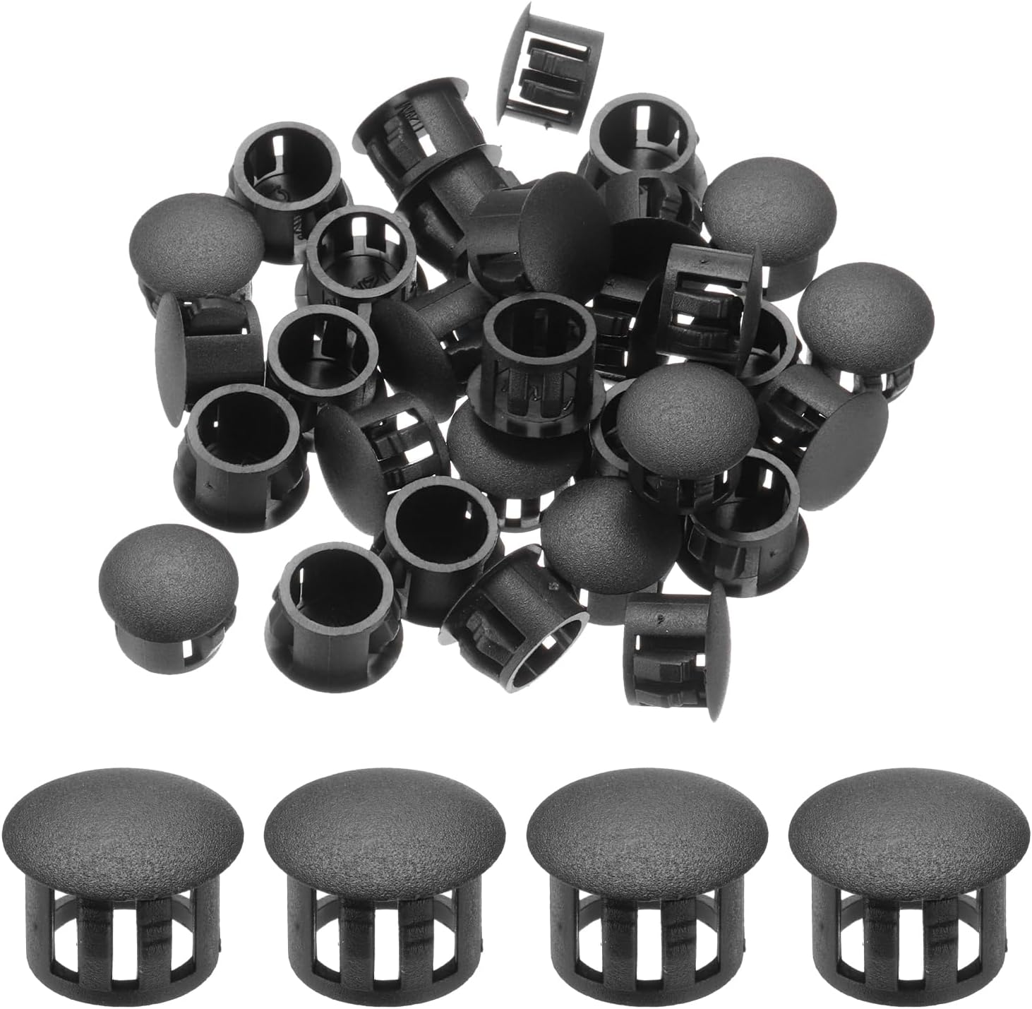 sourcing map 64PCS 12mm(1/2") Black Plastic Hole Plugs, Flush Type ...