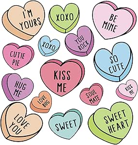 Amazon.com: Whaline 45Pcs Valentine's Day Cutouts Conversation Heart ...