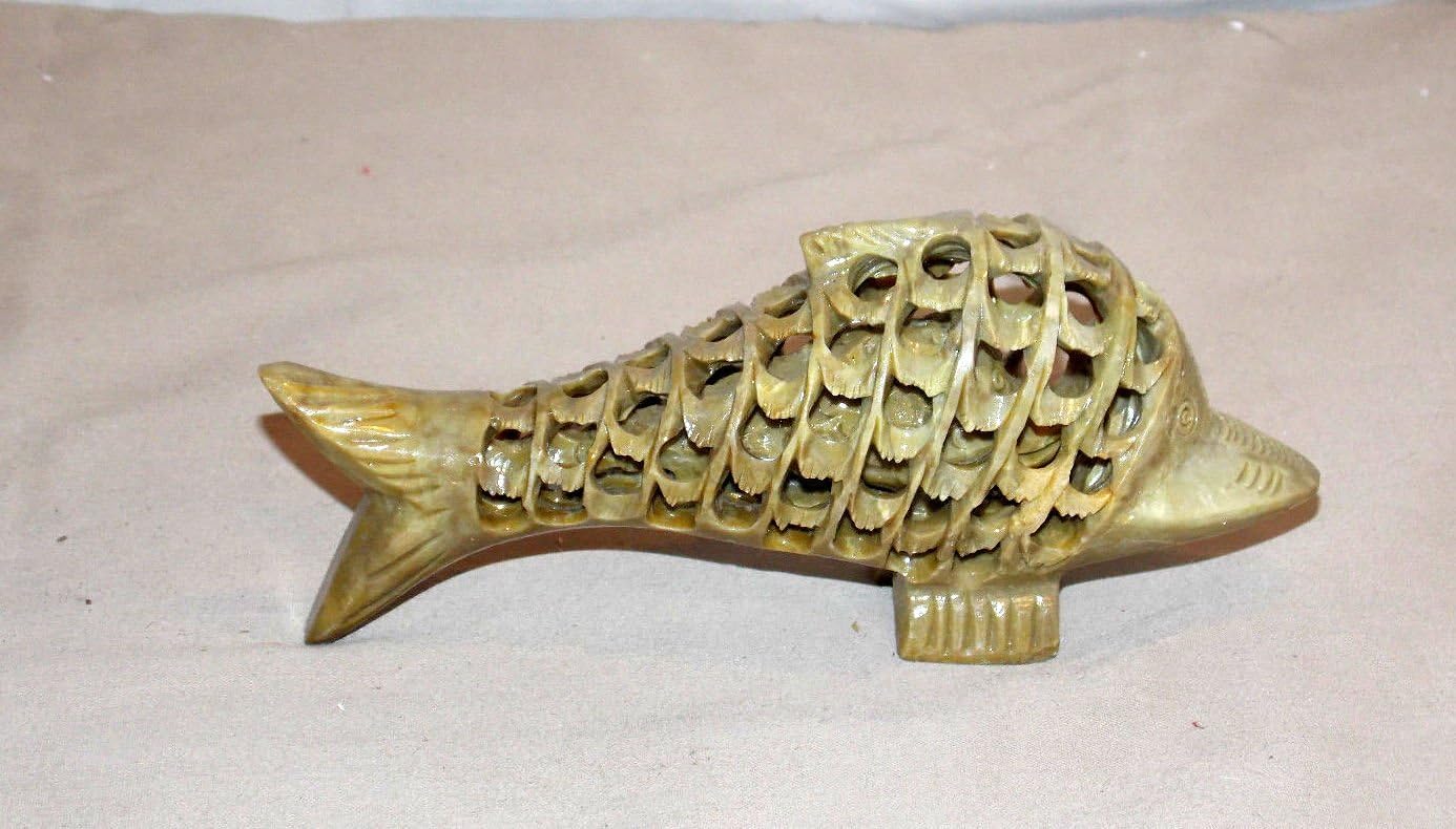 Amazon.com: New Genuine Marble Dog Fish with Baby Inside Hand Carved ...