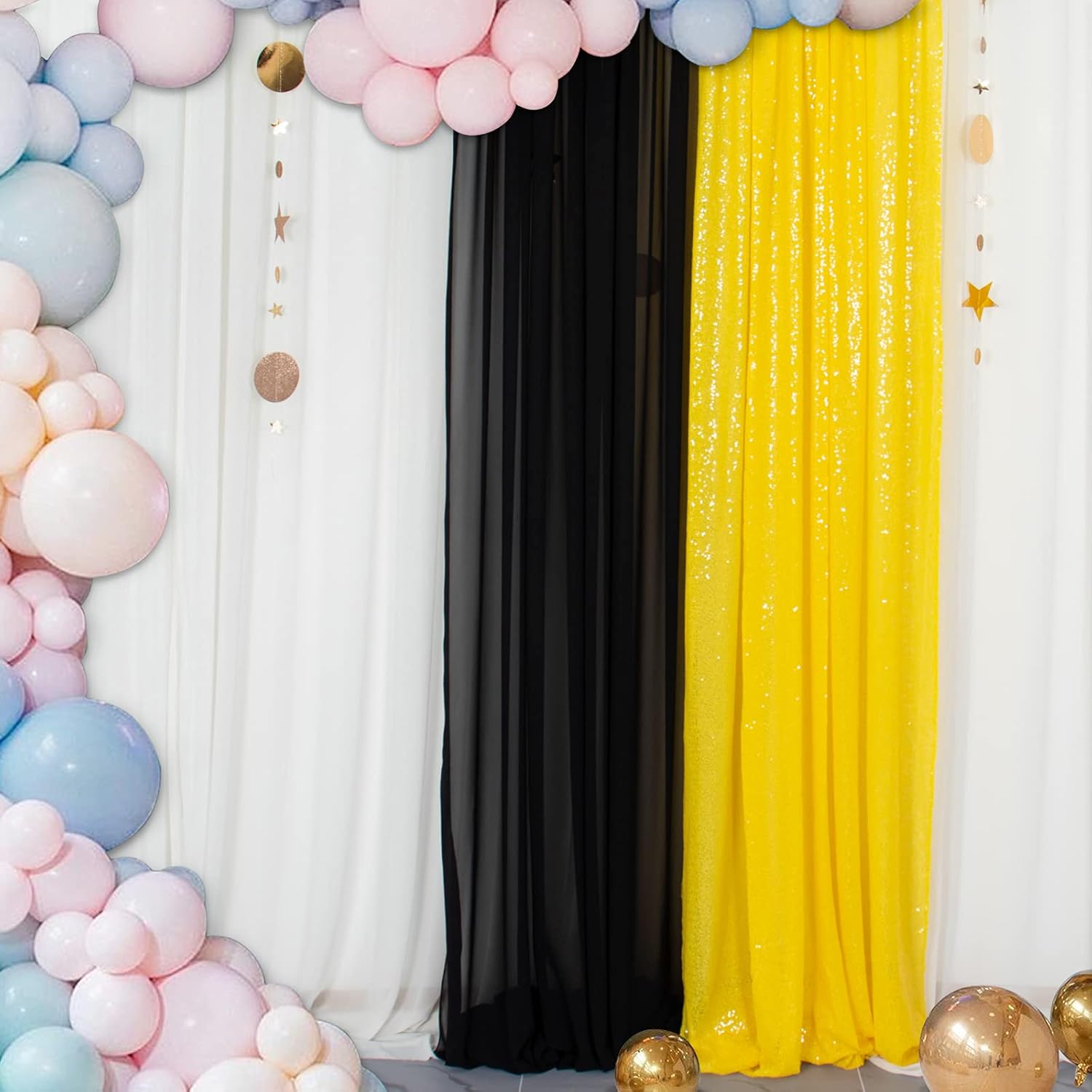 ShinyBeauty 2FTx7FT-Sequin Backdrop-Yellow Sequin Backdrops Curtain ...