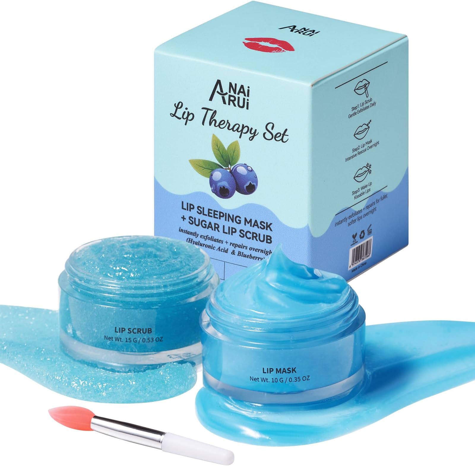 Amazon.com : ANAI RUI Lip Therapy Set, Lip Scrub & Lip Mask, Overnight ...