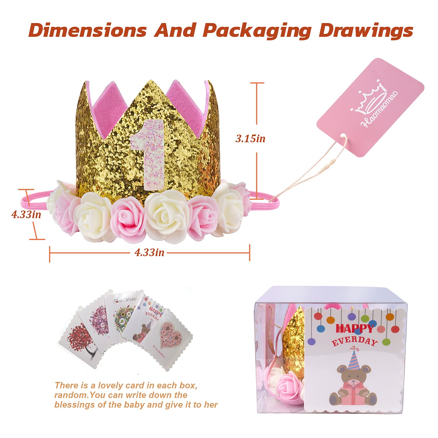 Snapklik.com : Baby Birthday Crown, Princess Crowns Tiara Girls Party Hat