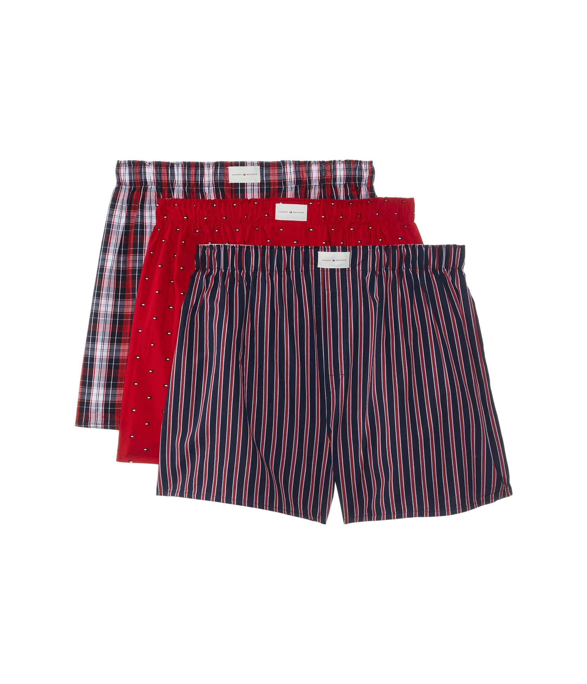 Tommy Hilfiger Cotton Classics Woven Boxer 3-Pack Sultan Red XL at ...