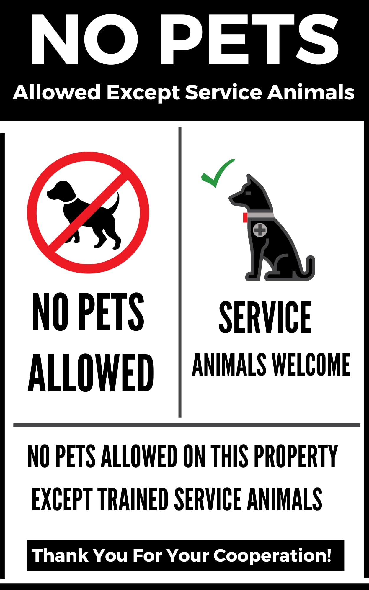 No Pets Allowed Vinyl Sticker Signs, 5 Pack 8 x 5 No Dogs Or Pets ...
