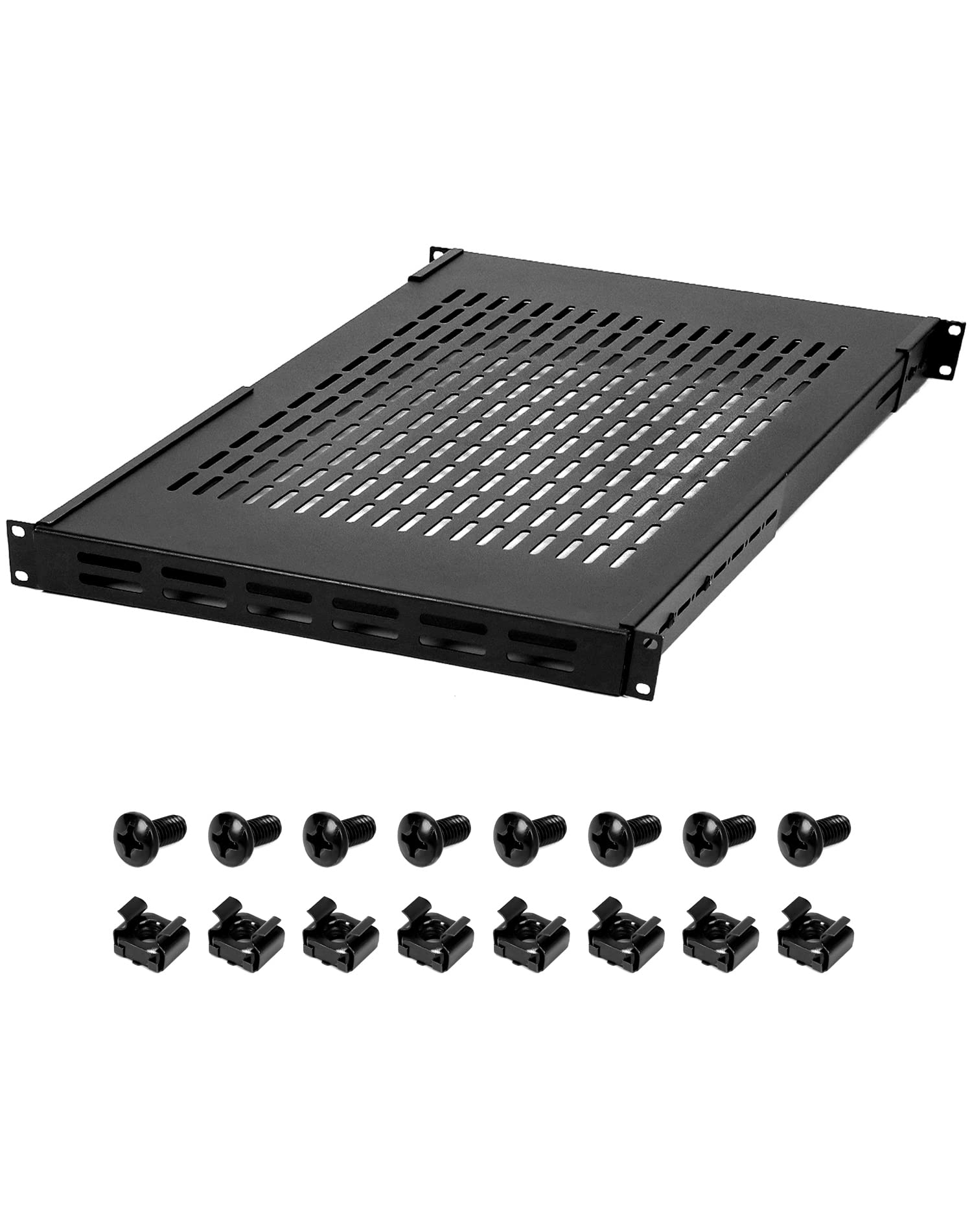 QWORK 19" 1U Vented Server Rack Mount Shelf, Adjustable Universal Tray ...