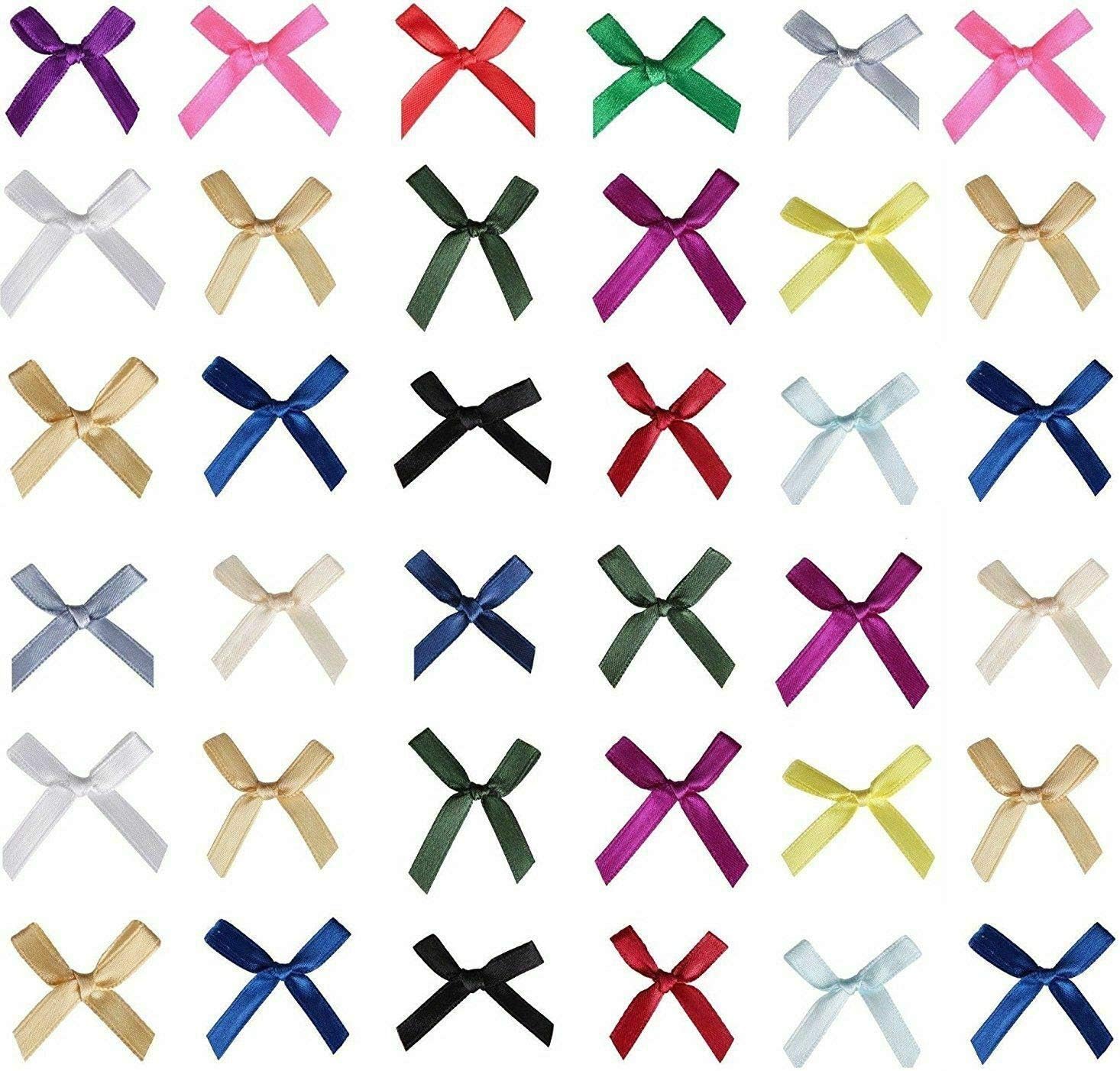3cm Satin Pre-Tied Bows Mini 7mm Small Ribbon Craft Party Xmas Wedding ...
