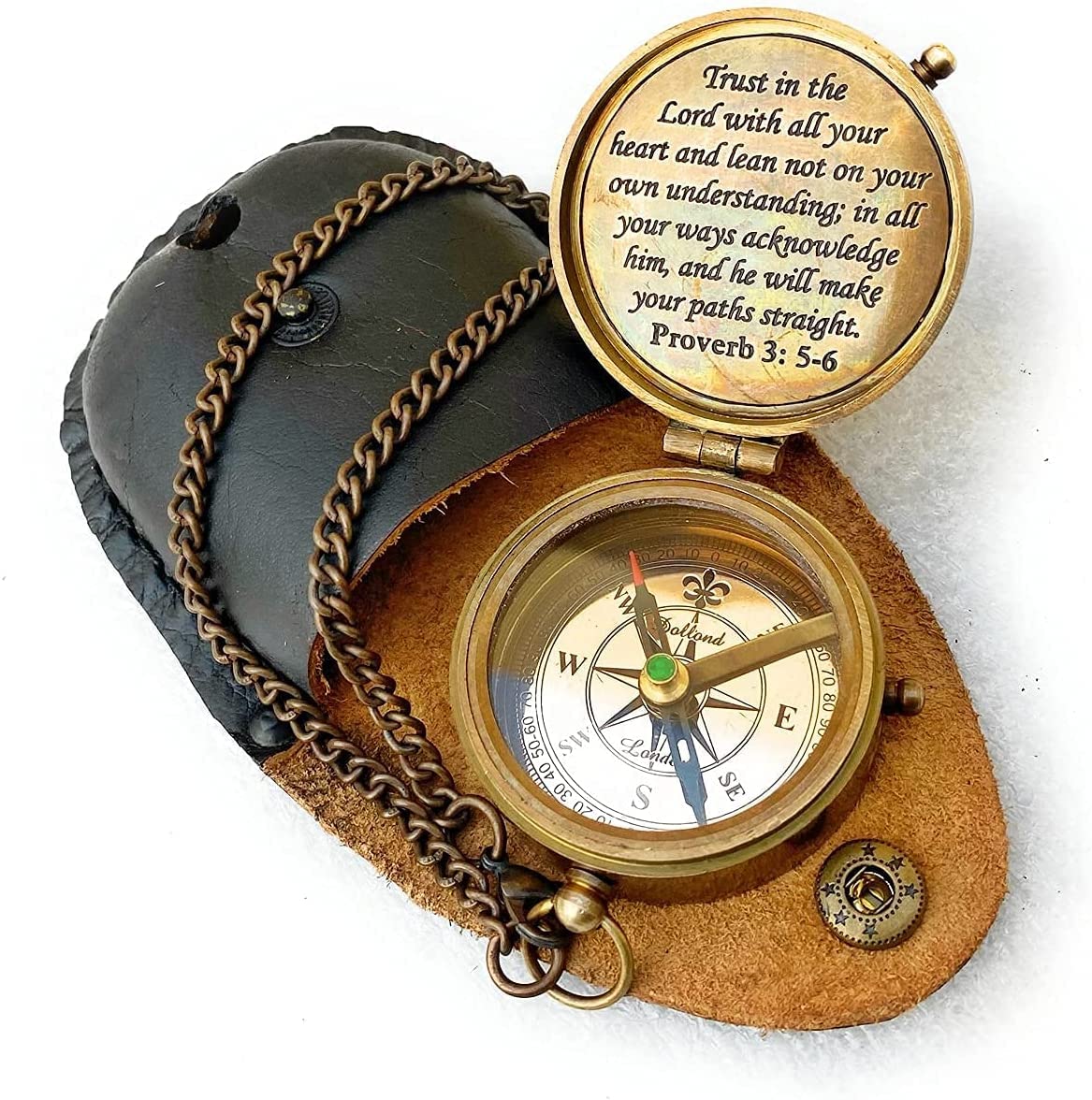 Engraved Compass Gift for Men, Trust in The Lord Inscription Compasses ...