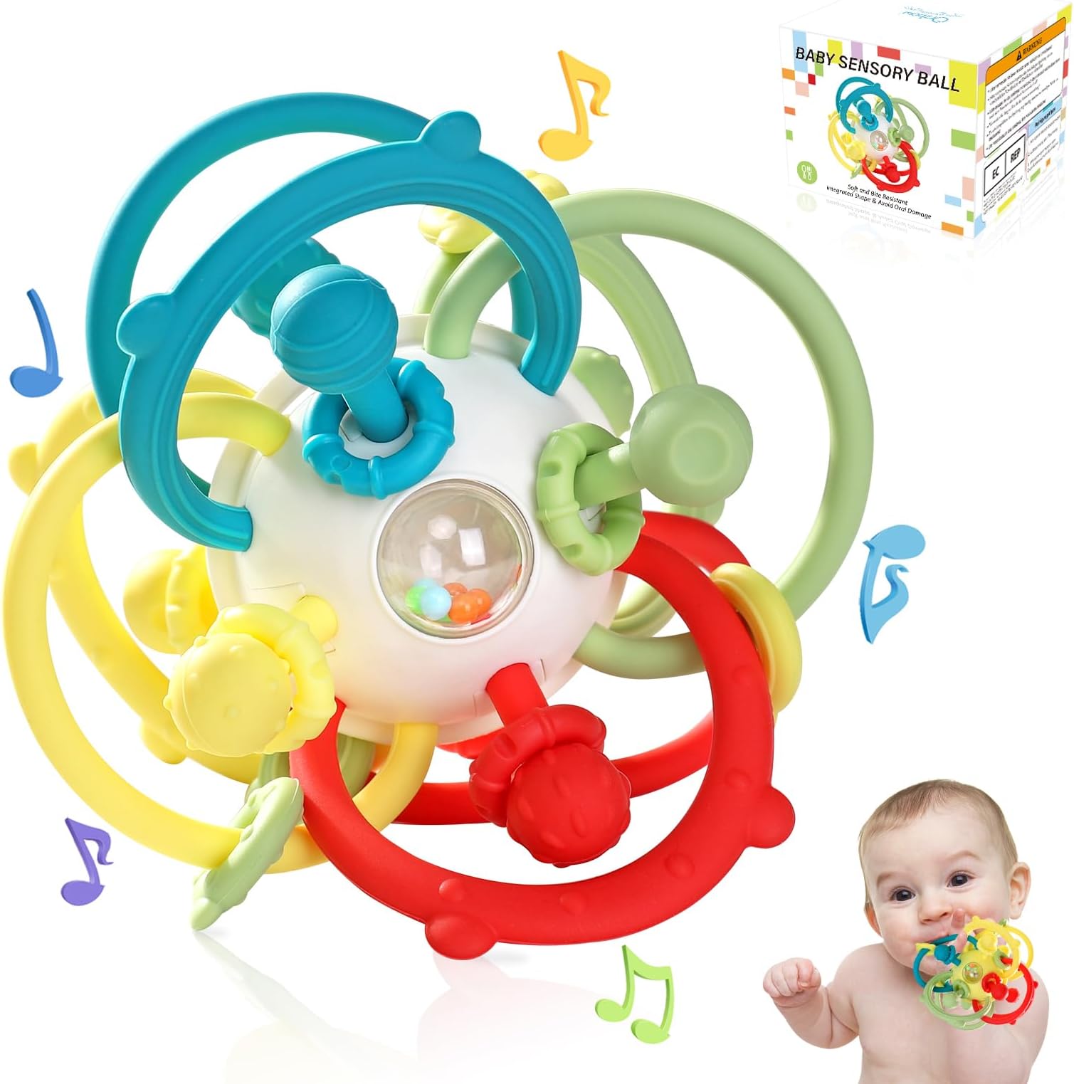 Amazon.com : Orzbow Rattle & Sensory Teething Toys for Baby, Montessori ...