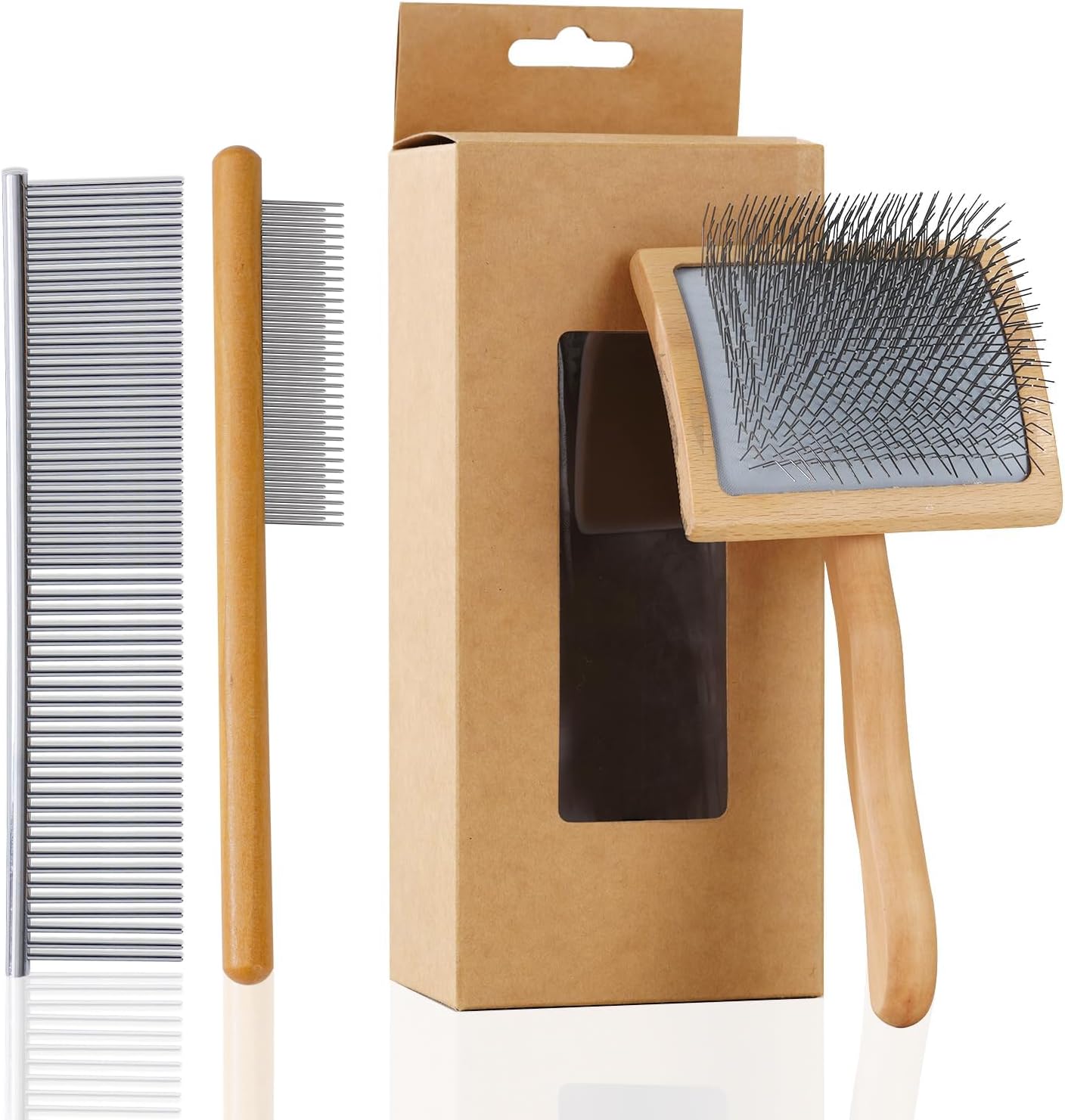 Amazon.com: Bonteck Dog Slicker Brush for Dogs Grooming Kit 4PCS ...