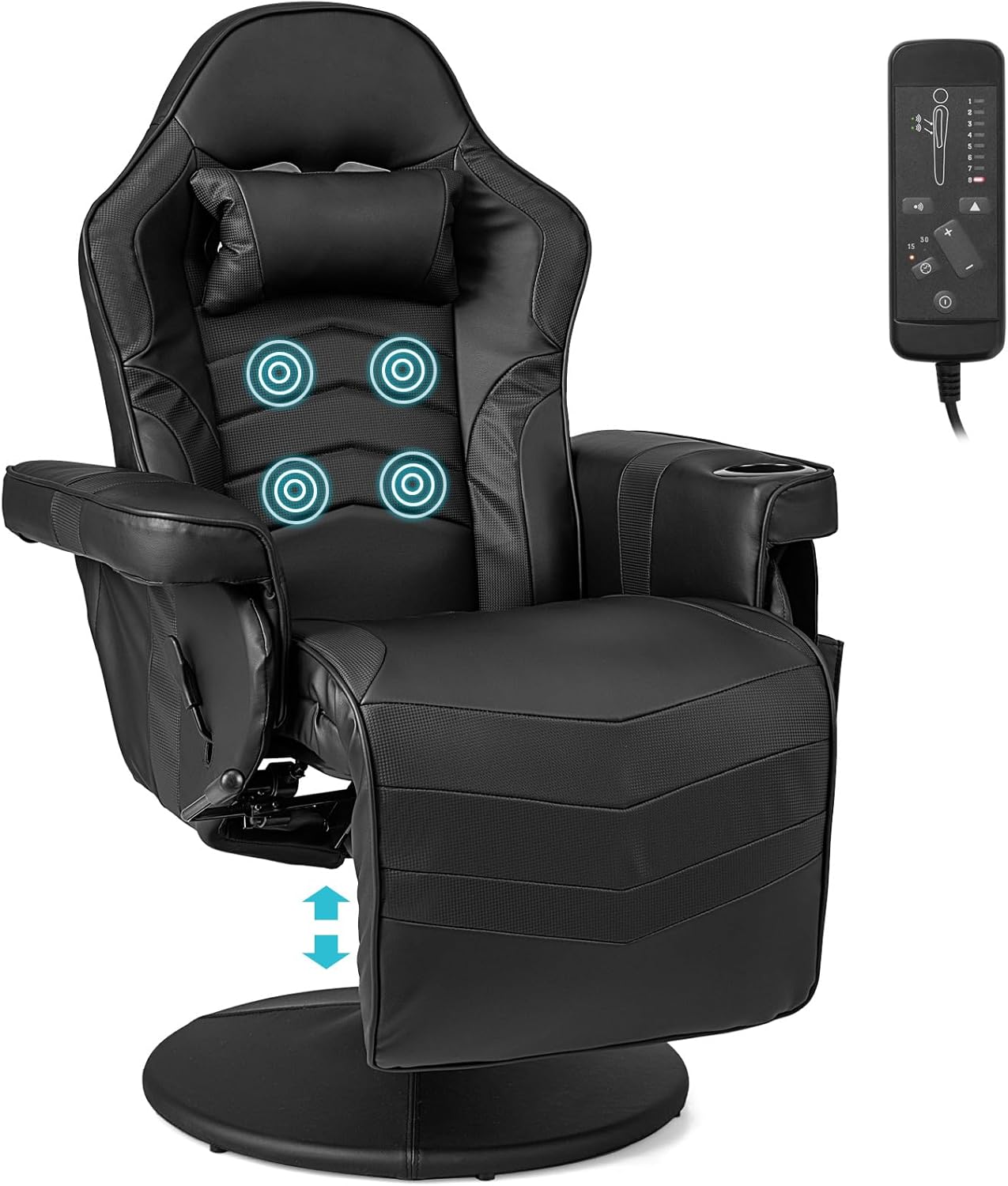 Amazon.com: COSTWAY Massage Gaming Chair, Height Adjustable Swivel ...