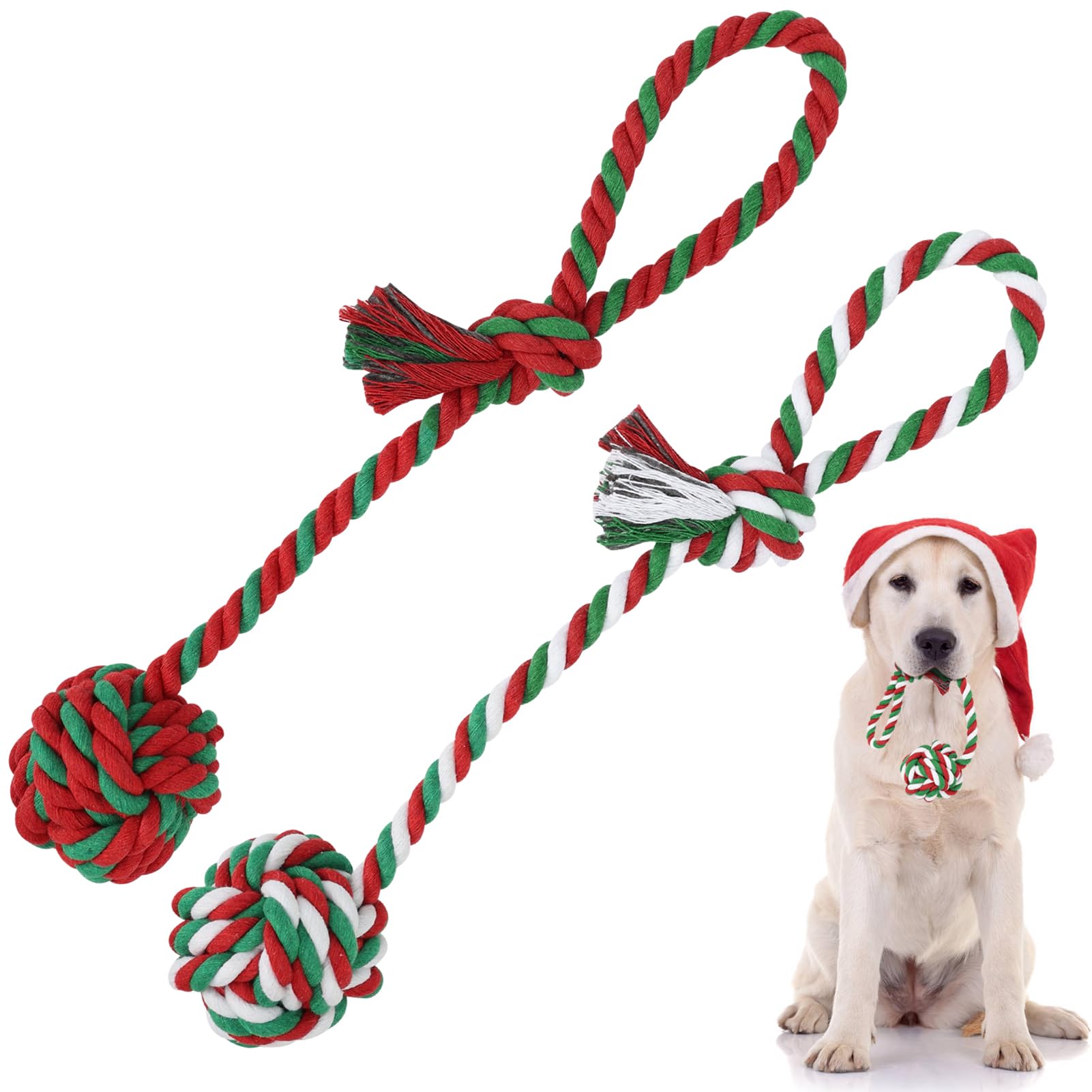 Vivifying Dog Rope Ball, Pack of 2 Braided Cotton Dog Toys Chewing ...