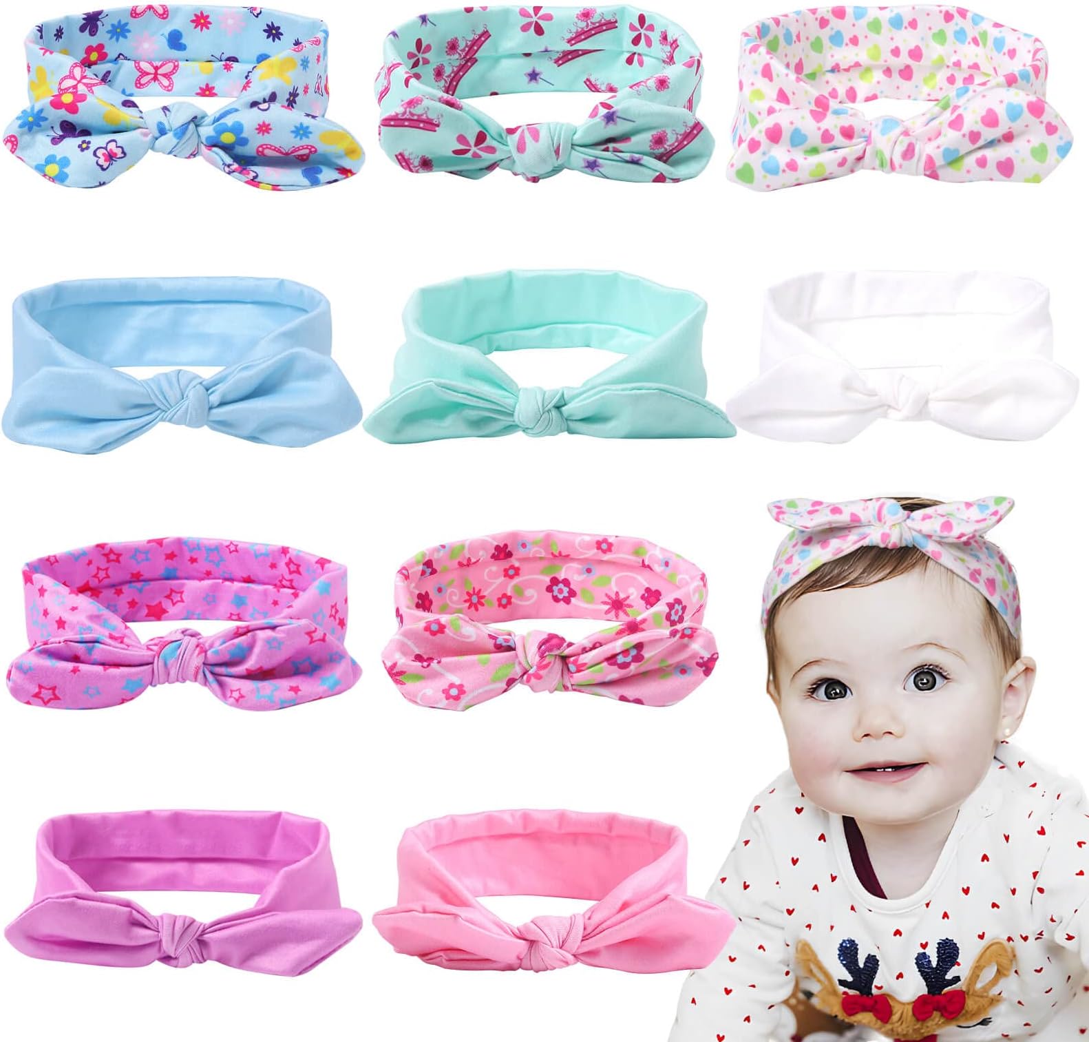 Amazon.com: Rhoxshy 10 Pack Baby Girls Nylon Headbands Infants Hair ...