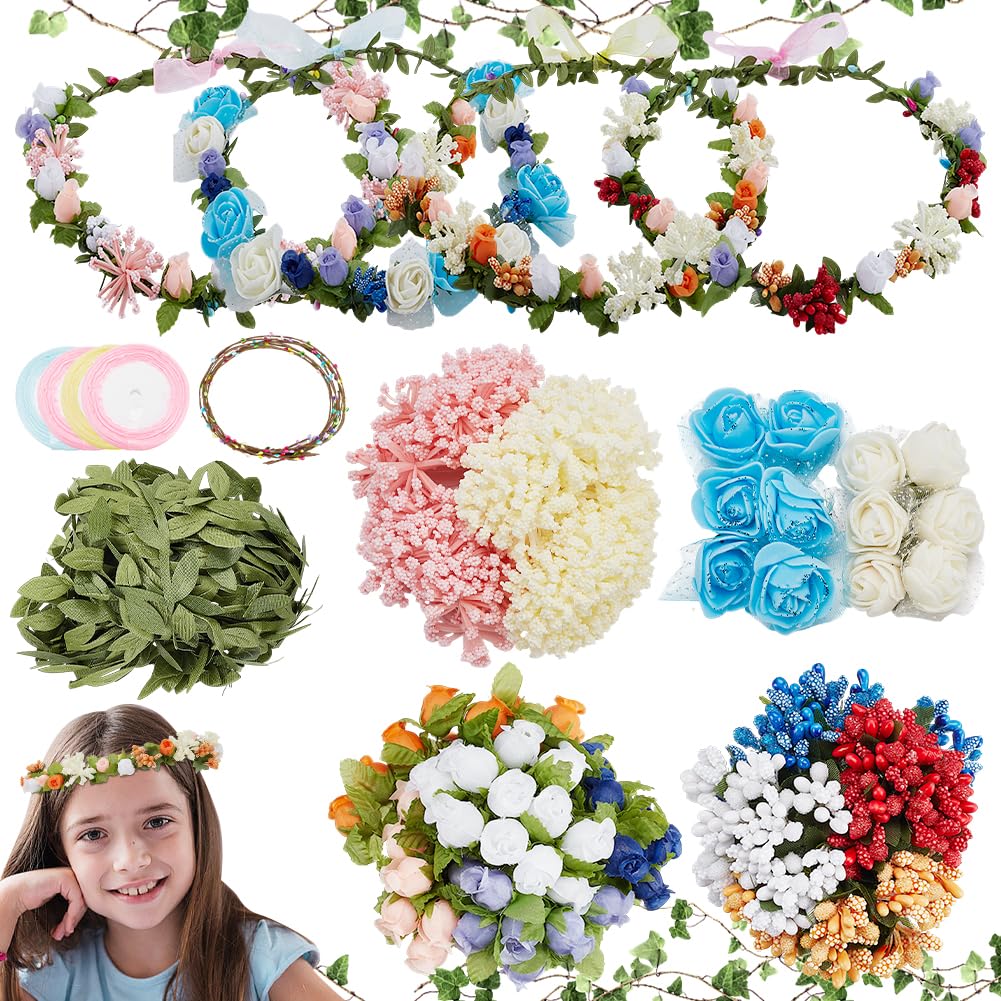 Amazon.com: INFUNLY 12Sets DIY Flower Crowns Making Kit Make Your Own ...