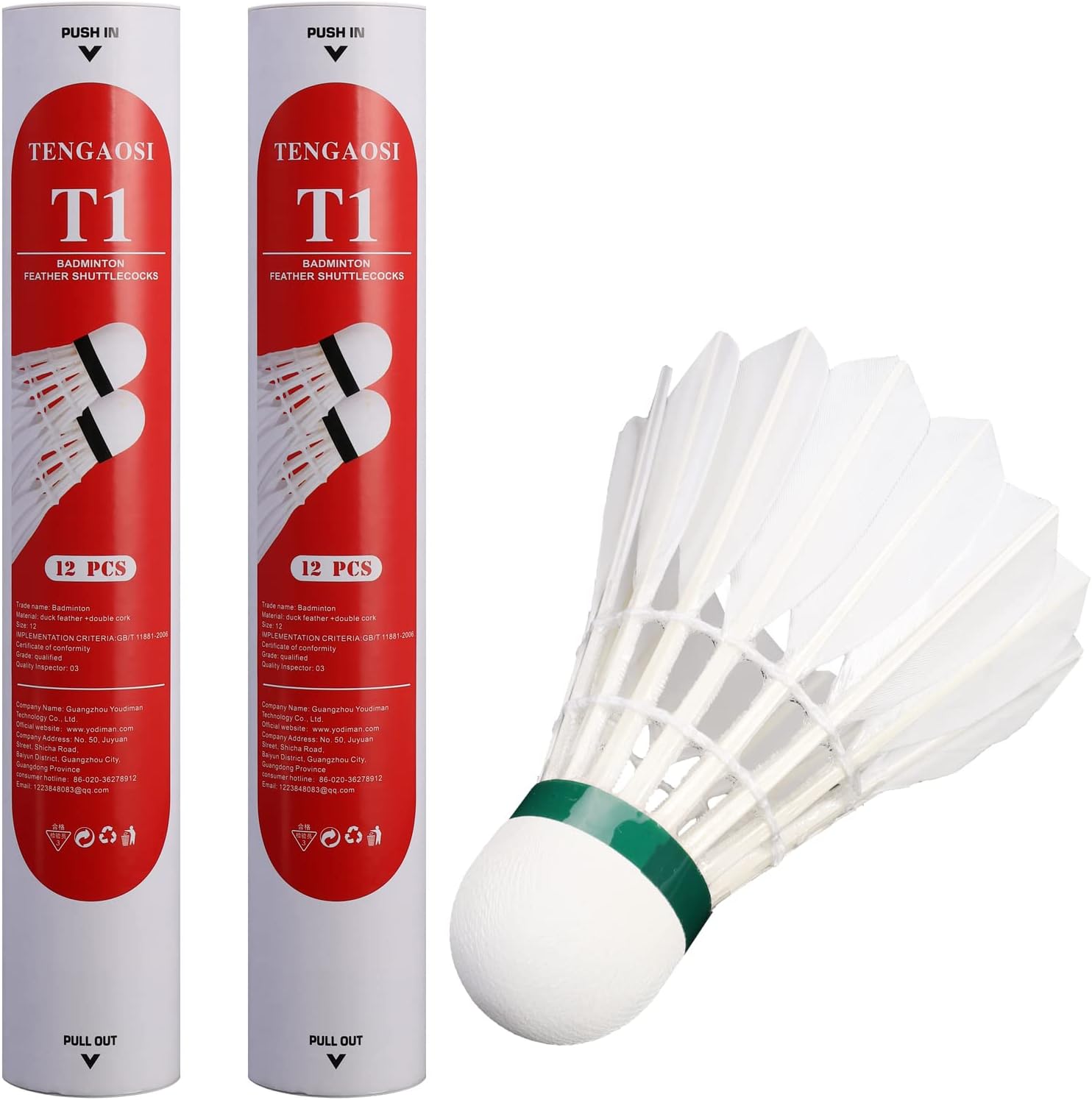 Amazon.com : TENGAOSI 2 Tubes Duck Feather Badminton Shuttlecocks with ...