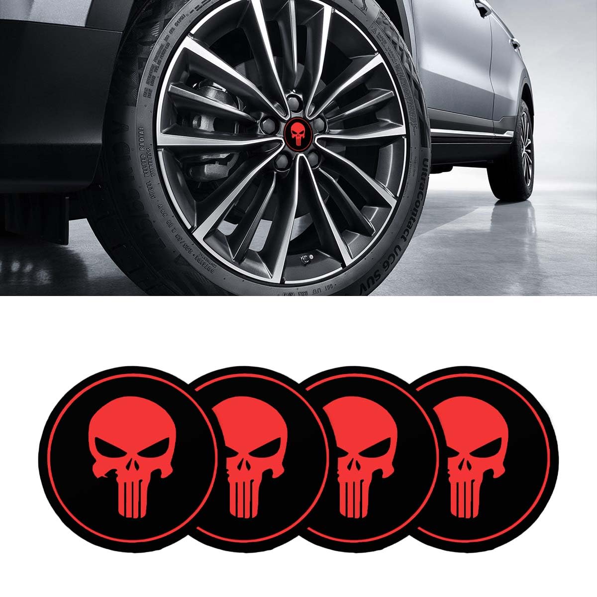 Amazon.com: 4PCS Skull Car Wheel Hub Center Cap Sticker, 2.2 ...