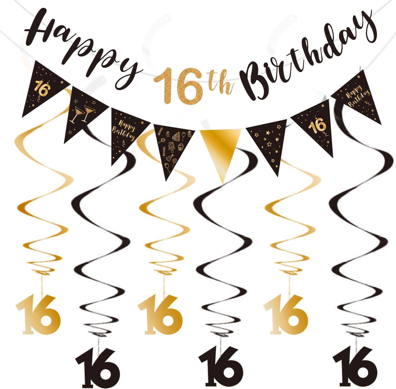 Amazon.com: 16th Birthday Decoration Kit, Happy 16th Birthday Banner ...