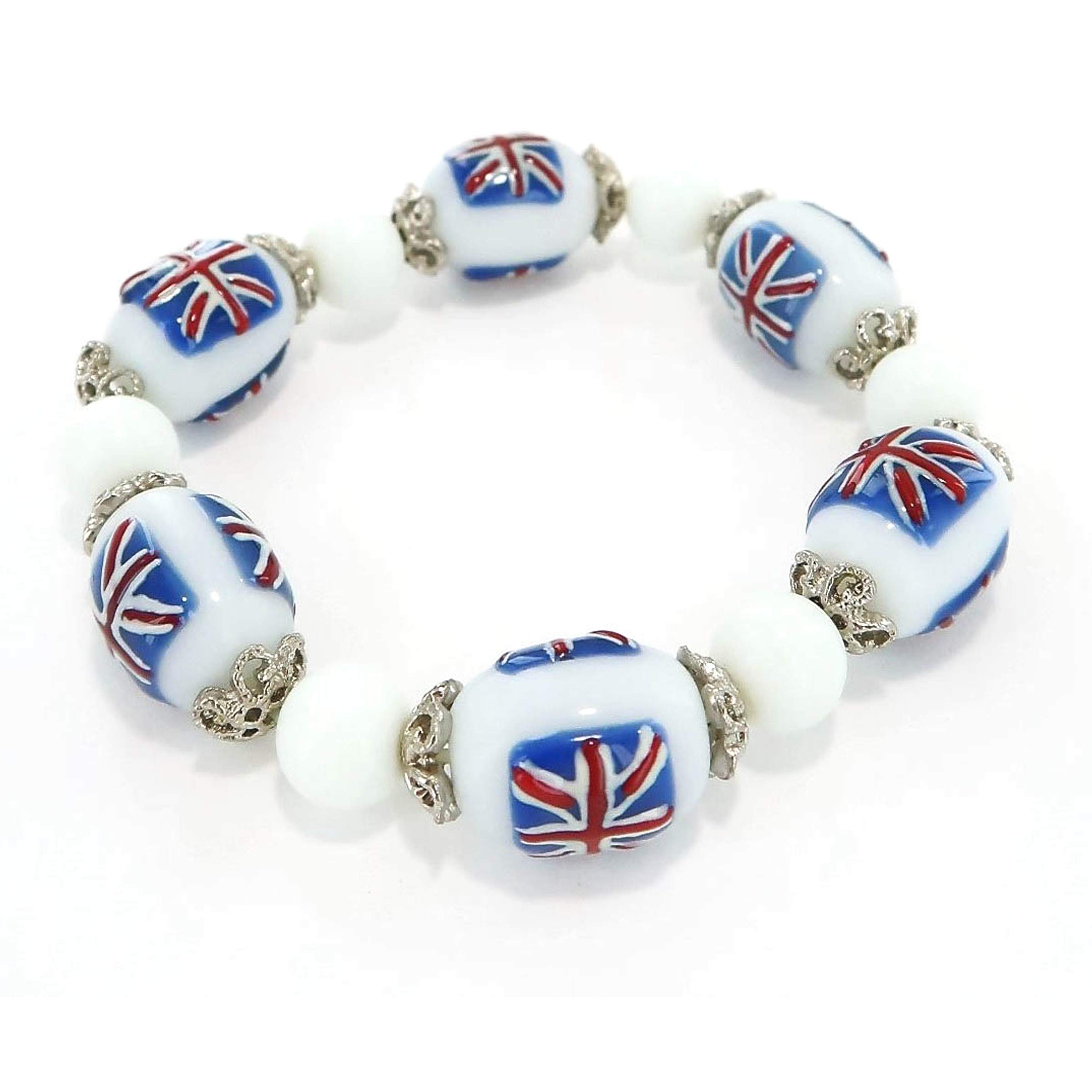 Amazon.com: Fiona Accessories Great Britain Beaded Bracelet, United ...