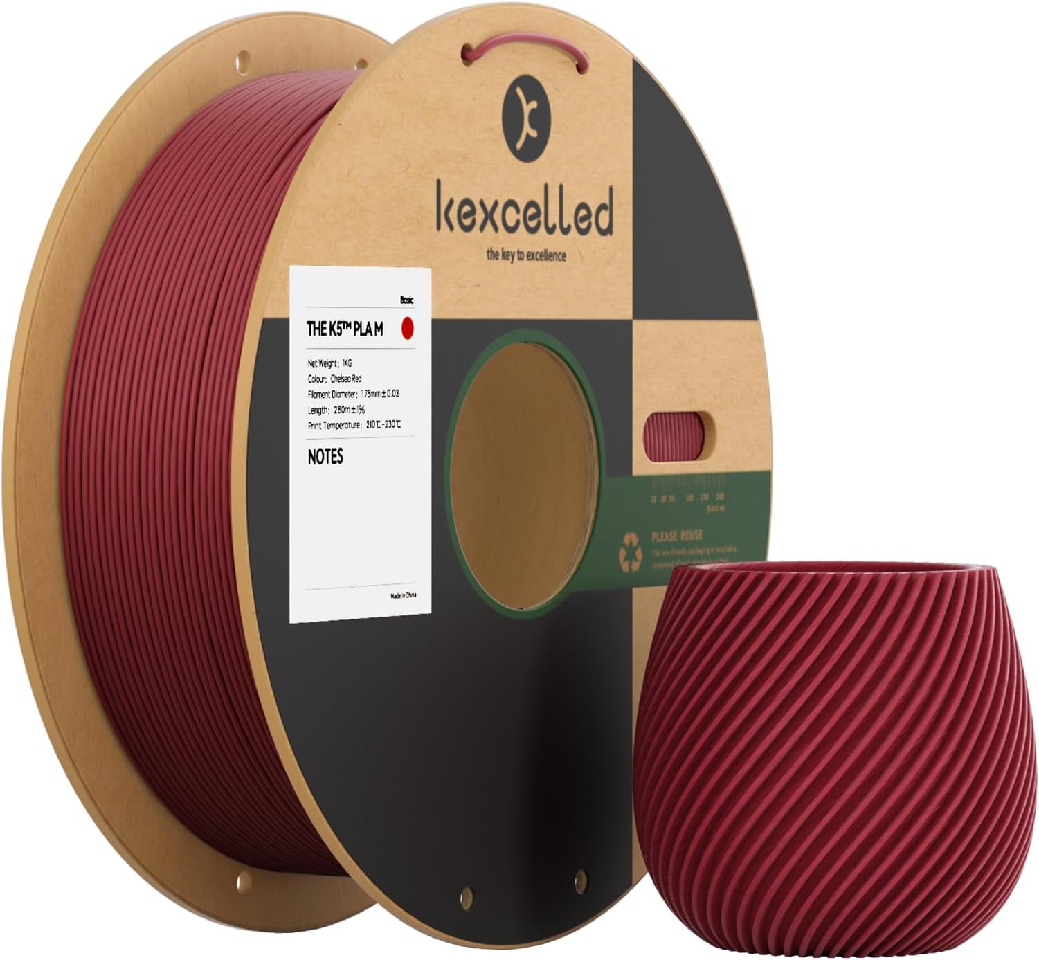 kexcelled Matte PLA Filament 1.75mm, PLA 3D Printer Filament +/- 0.03mm ...