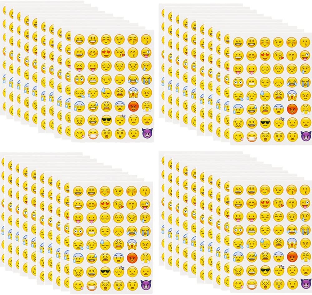 40 Sheets Emoji Stickers Self-Adhesive Emoticon Sticker 1920 Pieces ...