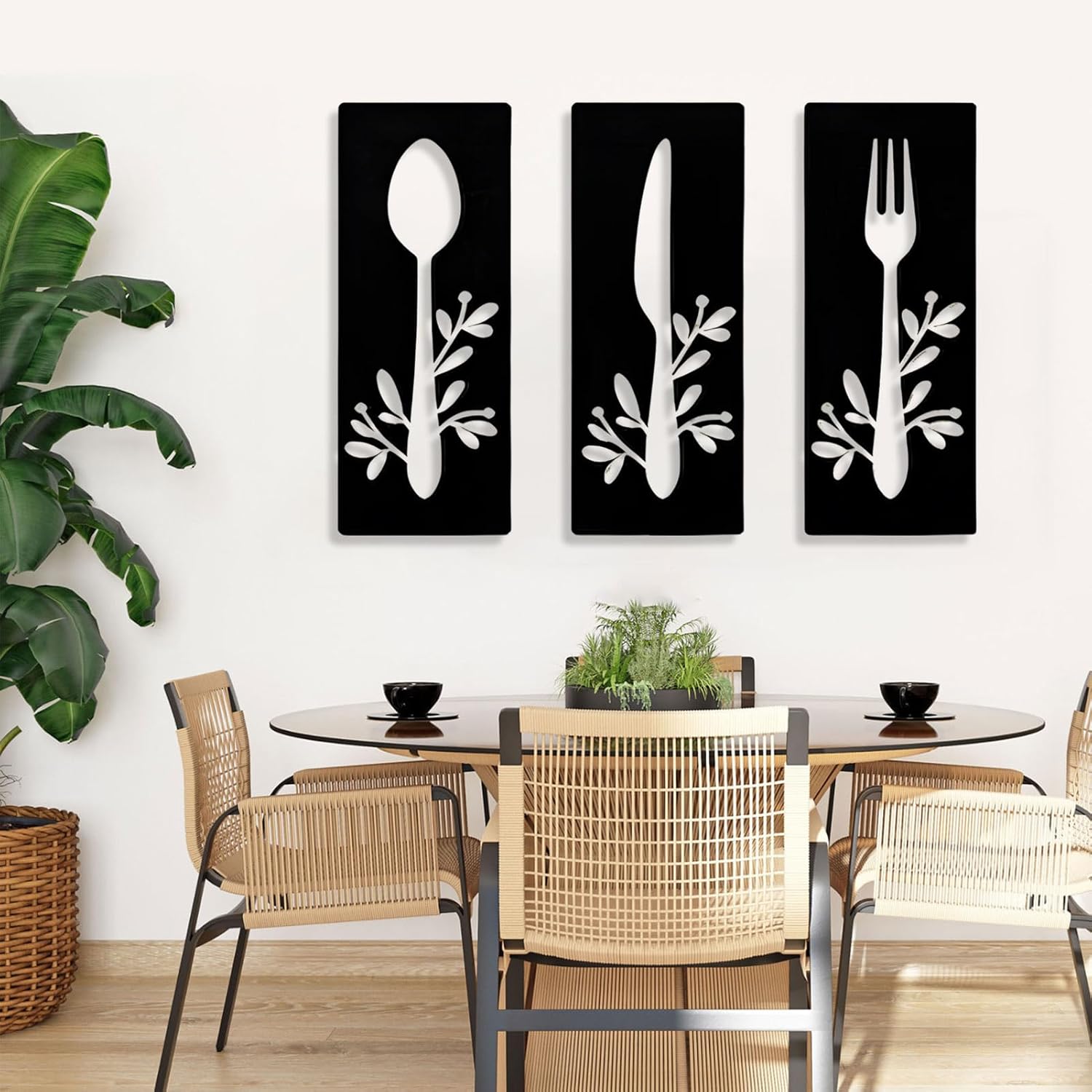 Amazon.com: Fork Knife Spoon Metal Wall Decor, Metal Kitchen Wall Decor ...