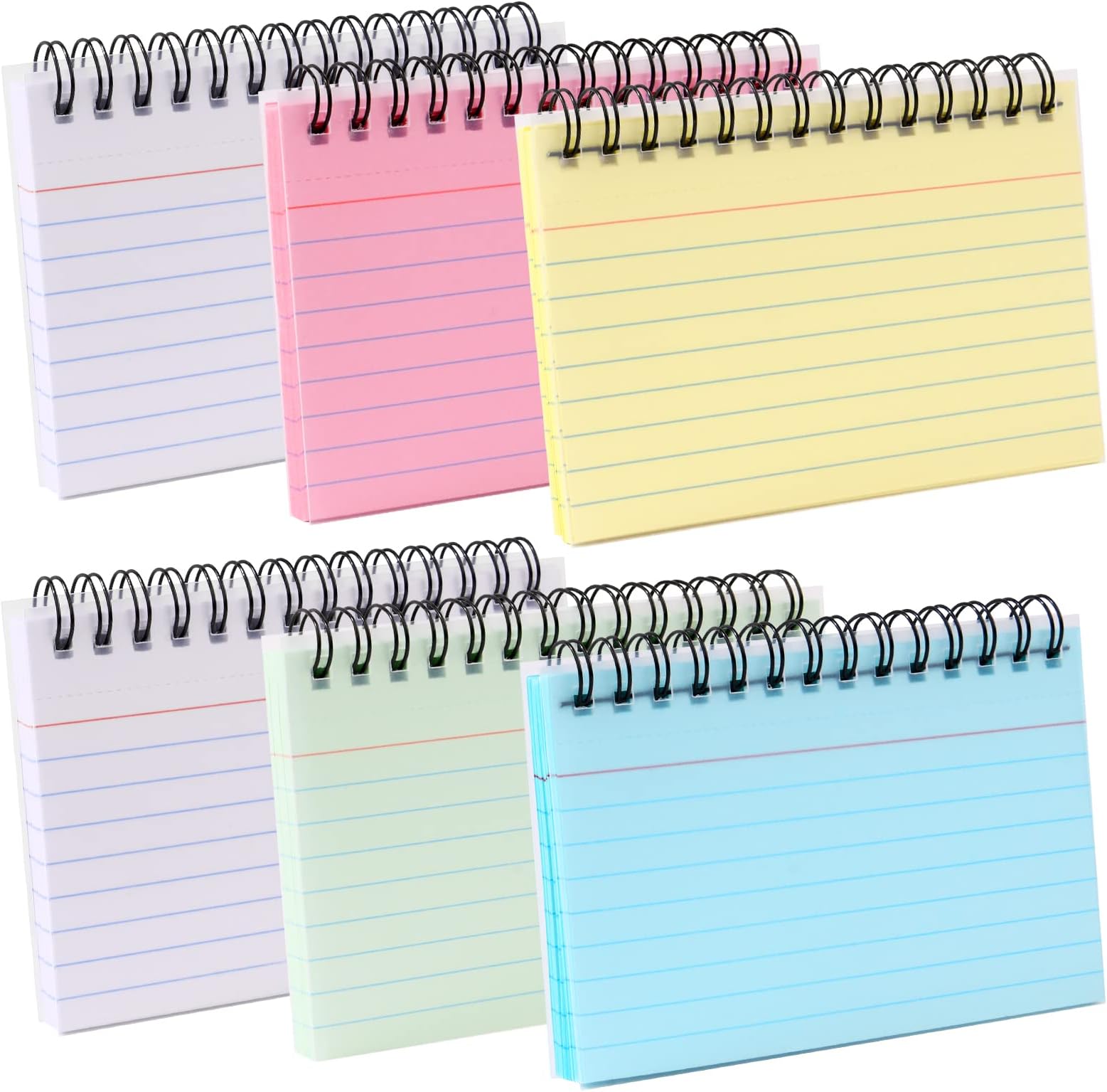 2 Packs Index Cards Rule Lined Flash Cards Spiral Bound Revision Cards ...