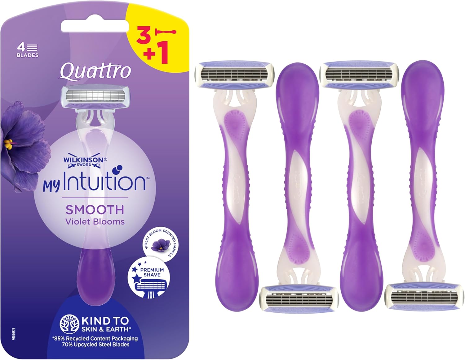 Wilkinson Sword Quattro Smooth Violet Bloom Disposable Razor 3+1 ...