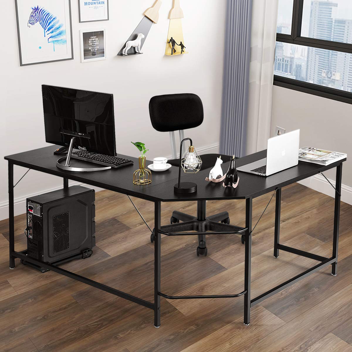 Goplus Rotating L Shape Computer Desk Corner Pc Laptop Wayfair.com
