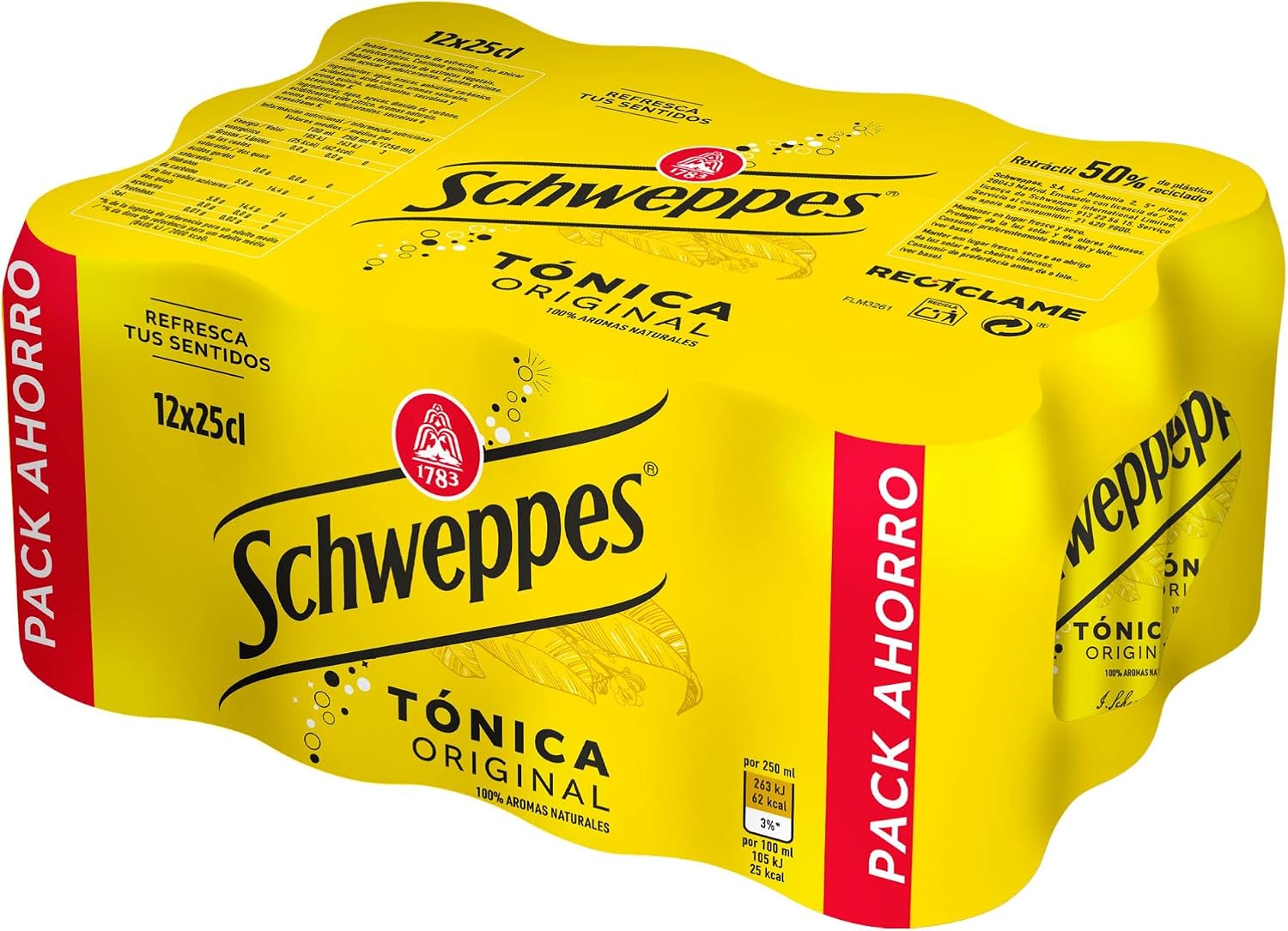 Schweppes Tónica Original, Bebida Refrescante - Lata, Pack 12x25cl ...