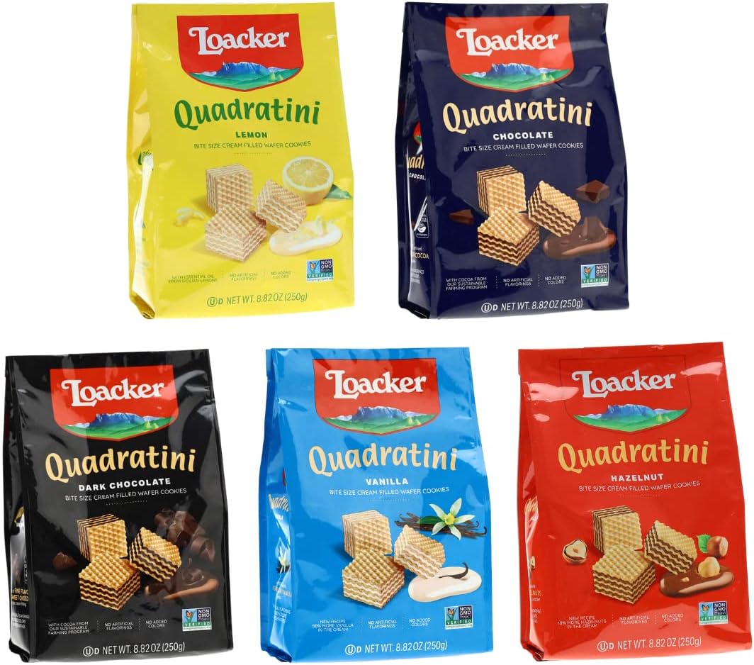 Amazon.com: Loacker Quadratini Bite-Size Wafer Cookies Variety Pack ...