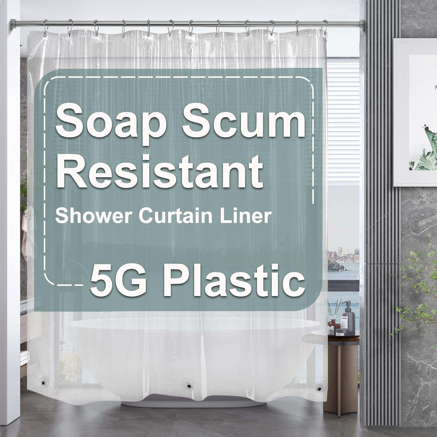 Amazon.com: AmazerBath Clear Shower Curtain, 72x72 Plastic Shower ...