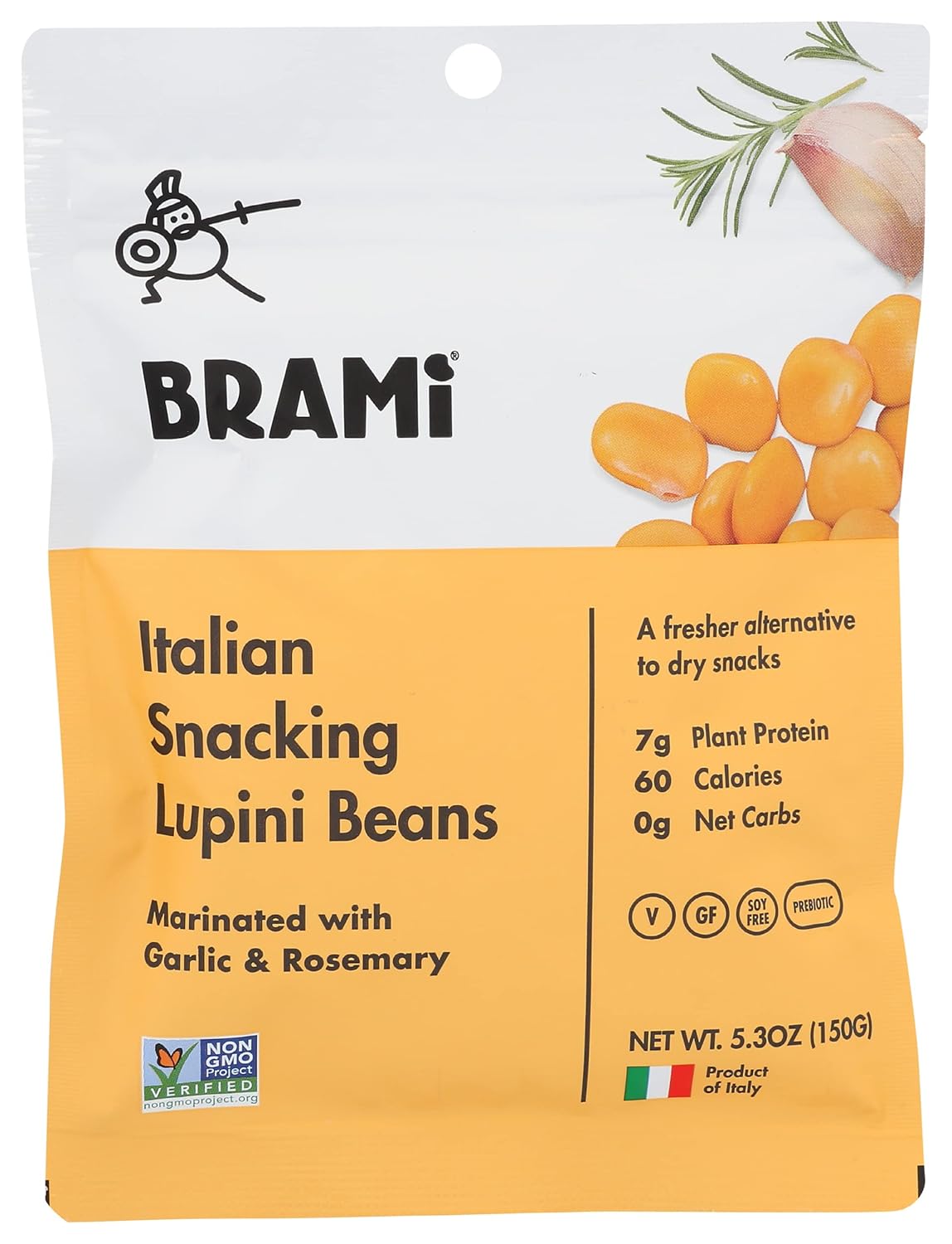 Amazon.com: Brami Lupini Snack Garlic and Herb Flavored Beans Snack ...