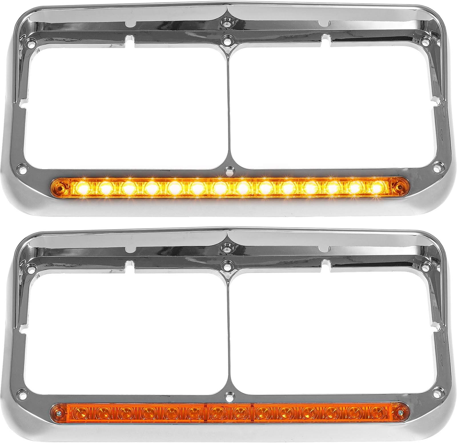 Amazon.com: Chrome Plastic Dual Rectangular Headlight Bezel With Visor ...