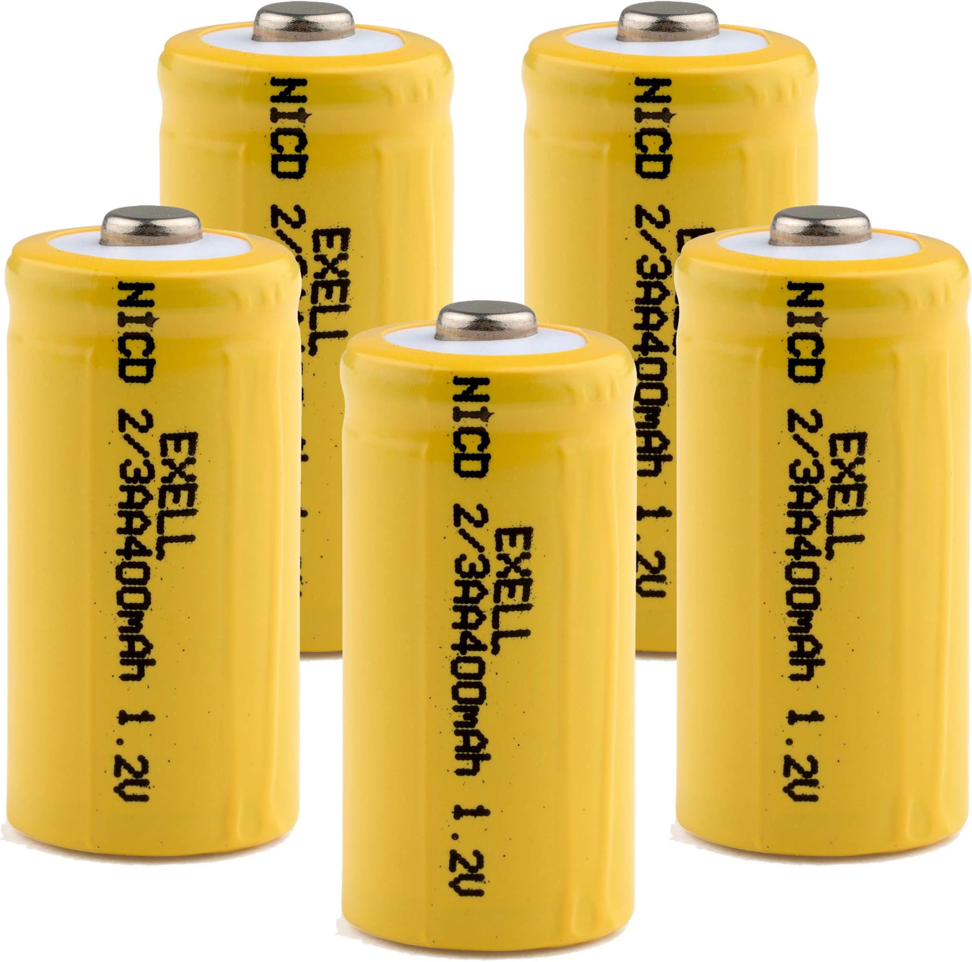 Amazon.com: Exell Battery (5-PACK) 1.2V 2/3 400mAh AA NiMH Rechargeable ...