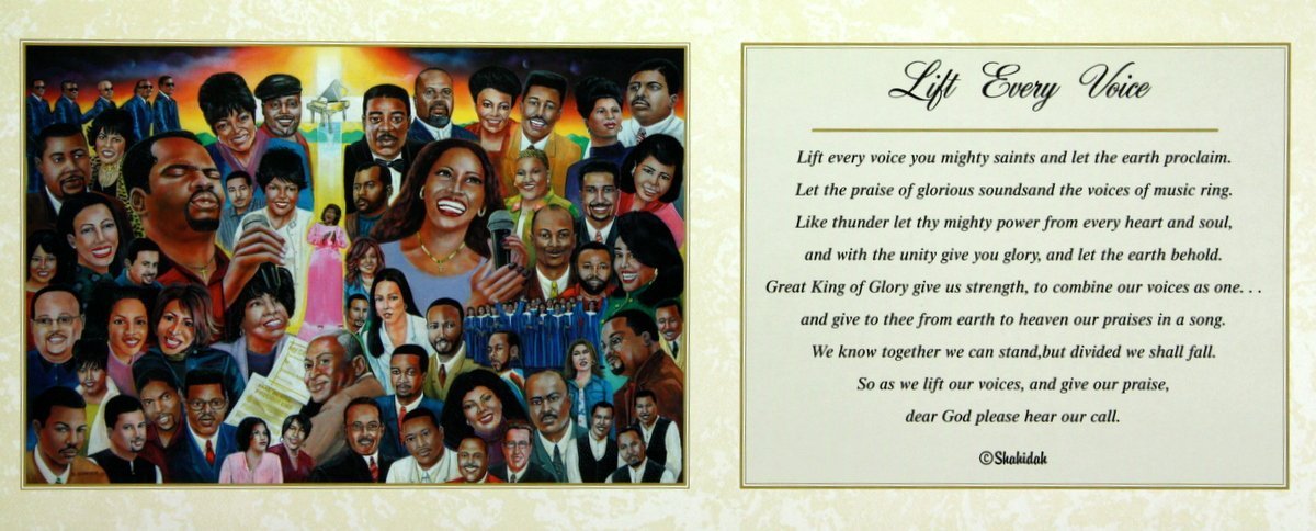 Buy Lift Every Voice Artist David ther Poem by Shahidah 8x20 Black Art ...