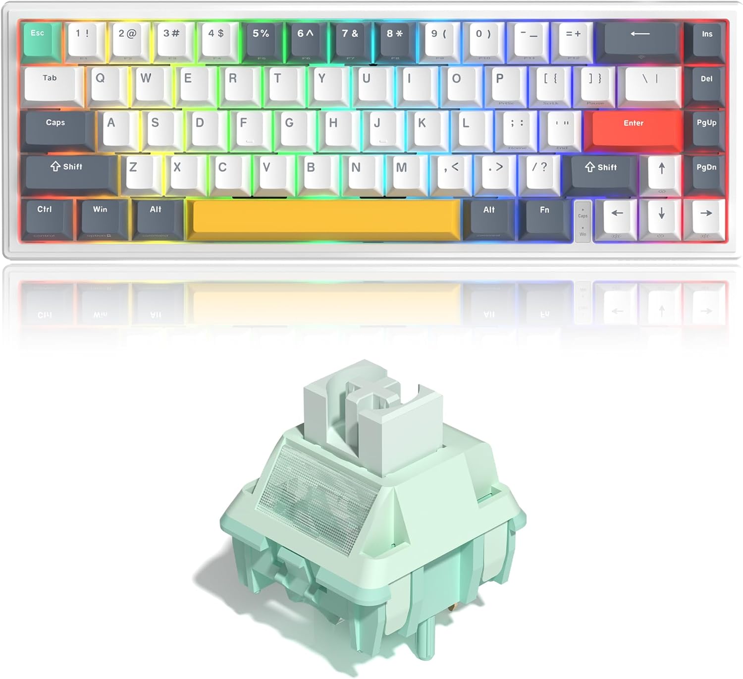 Amazon.com: V-K66 60% Percent Keyboard, Mechanical Gaming Keyboard ...