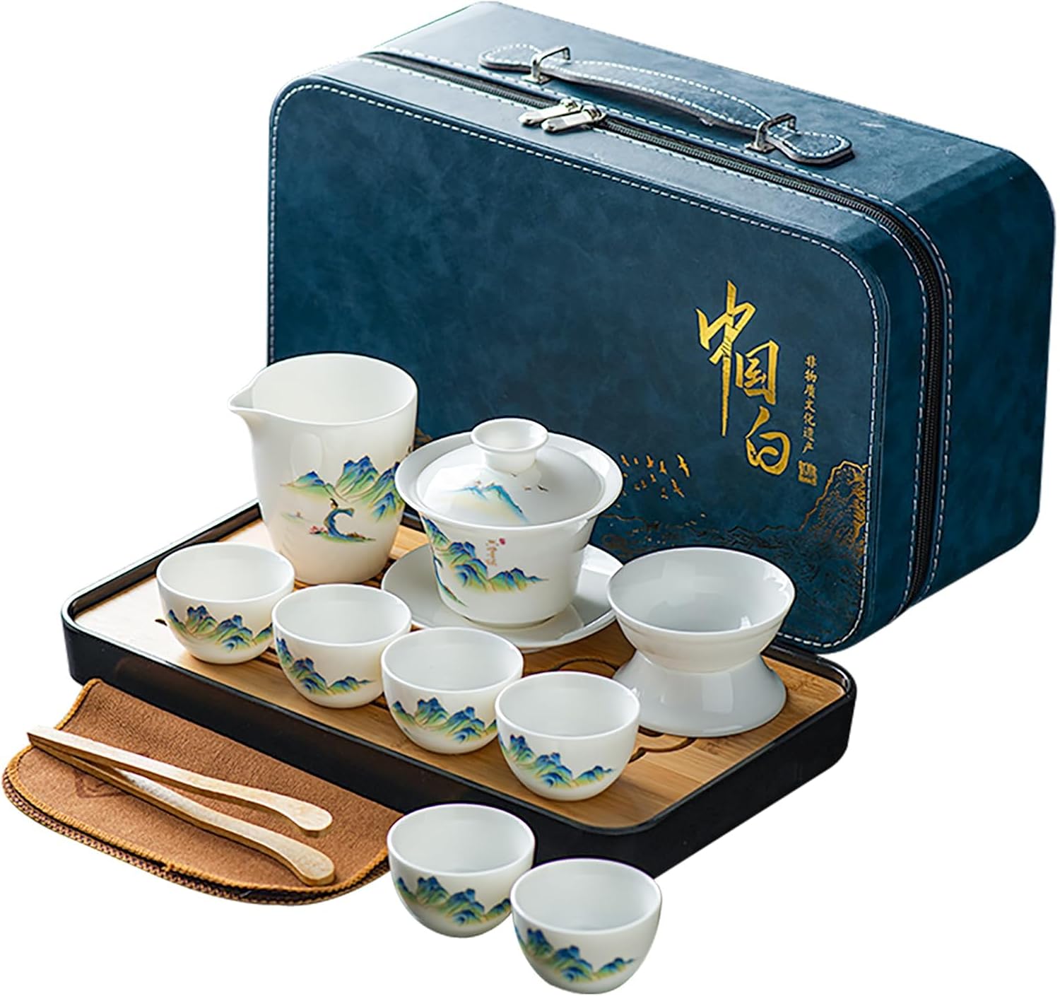 Amazon.com | ICHAG Gongfu tea set |羊脂玉茶具 |White Jade,Yangzhi Jade tea ...