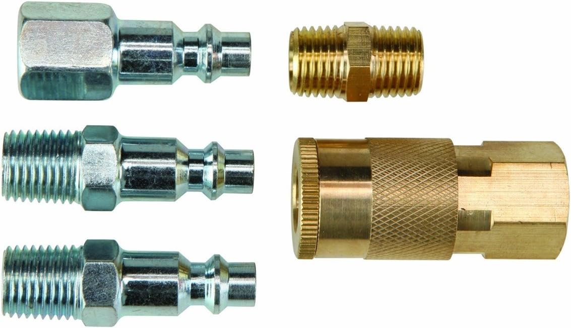 5 Pc Industrial Quick Coupler Compressor Starter Kit Brass Plug ...