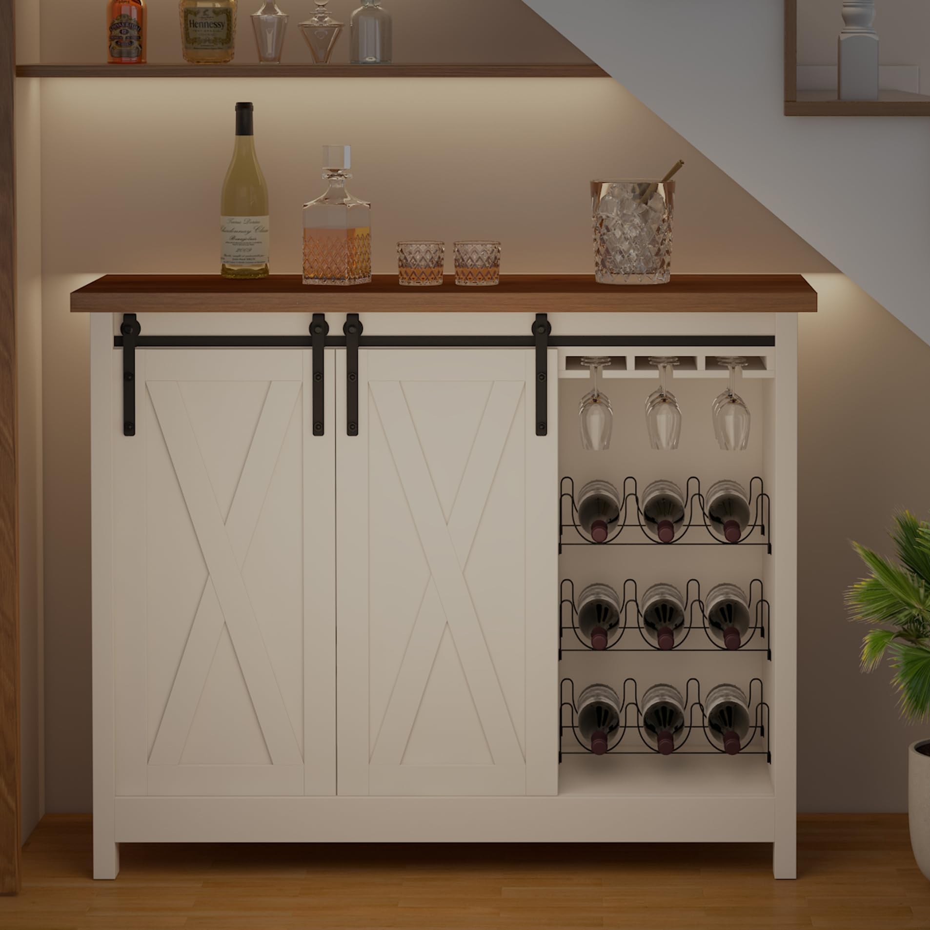 Amazon.com - ABBSR Farmhouse Coffee Bar Cabinet with Storage, Sideboard ...