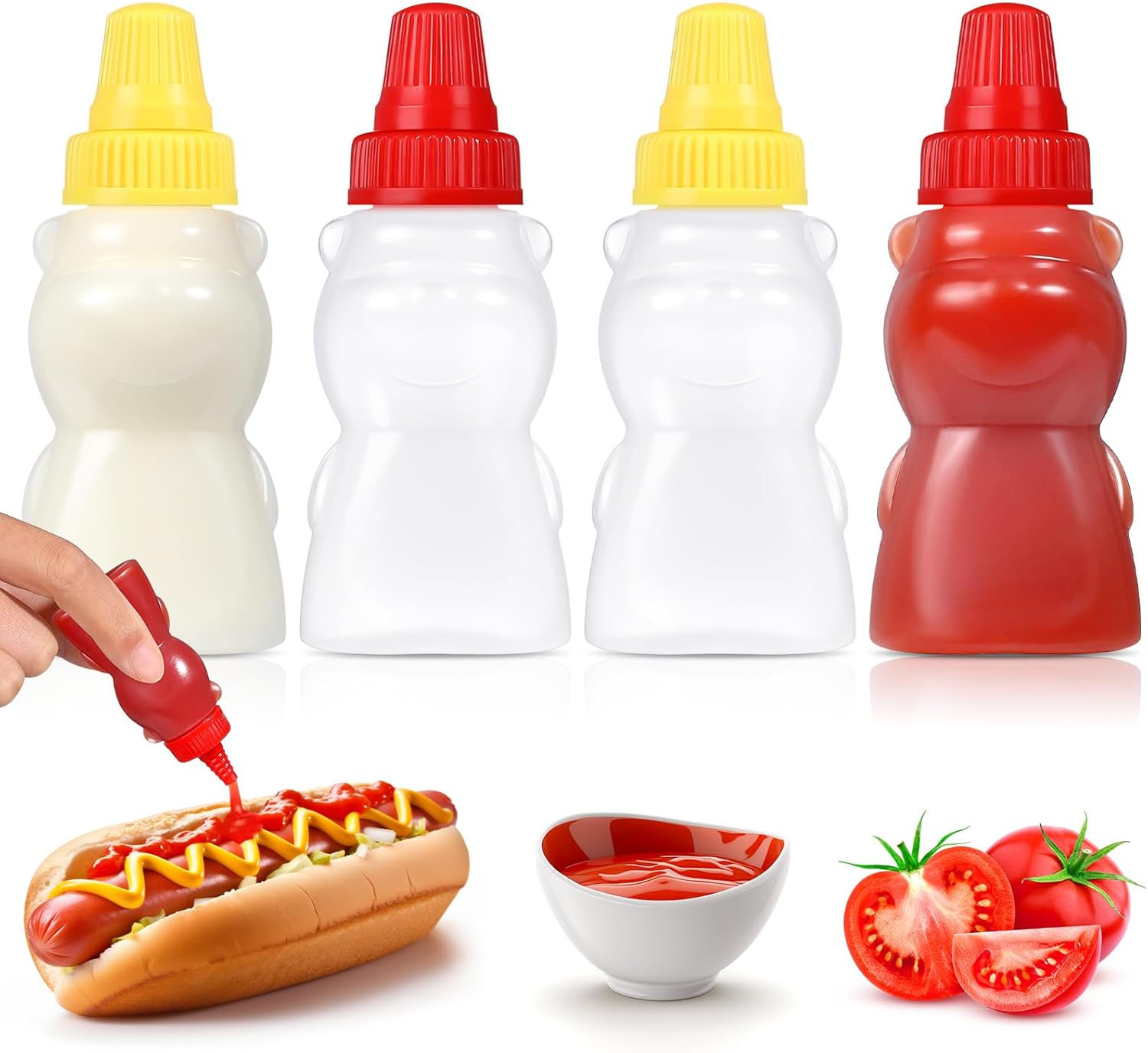 Amazon.com: WXOIEOD 4 Pieces Bear Shape Mini Condiment Bottles, 1 oz ...