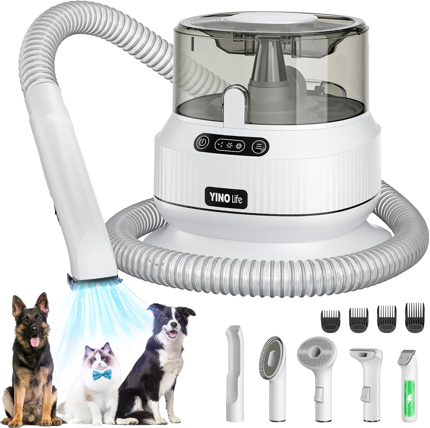 Amazon.com: YINOLIFE Dog Grooming Kit, 12Kpa Pet Grooming Vacuum ...