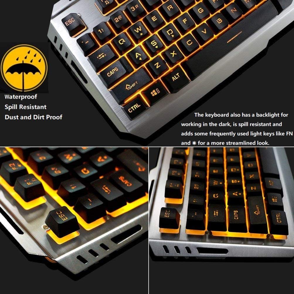 Buy Gaming Keyboard and Mouse Combo Orange Yellow Backlit,LED Backlight ...
