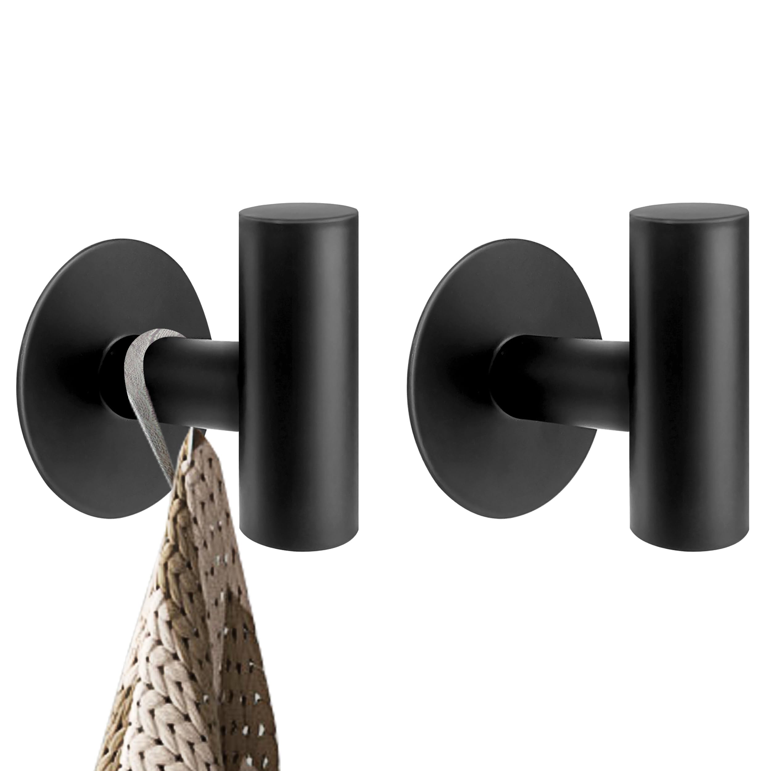 Augegel Adhesive Towel Hooks, Black SUS 304 Stainless Steel Hooks ...