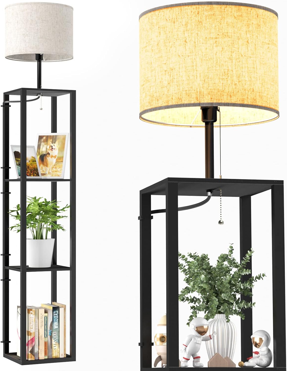 luckystyle Floor Lamp with Shelves,Shelf Floor Lamps for Living Room ...