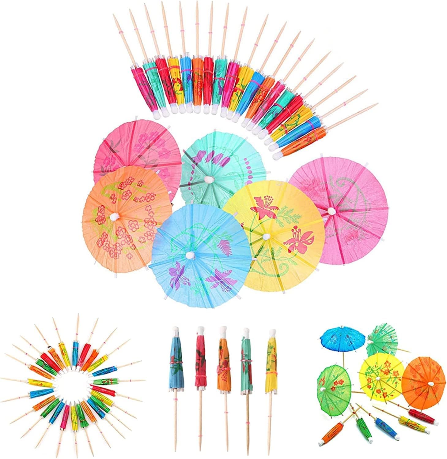 Amazon | LIKENNY カクテル傘 爪楊枝傘 カクテル 料理の飾り ミニ紙傘 カラフル ハワイ傘 飾り フルーツピック (約50個セット) | LIKENNY | カクテルピック ...